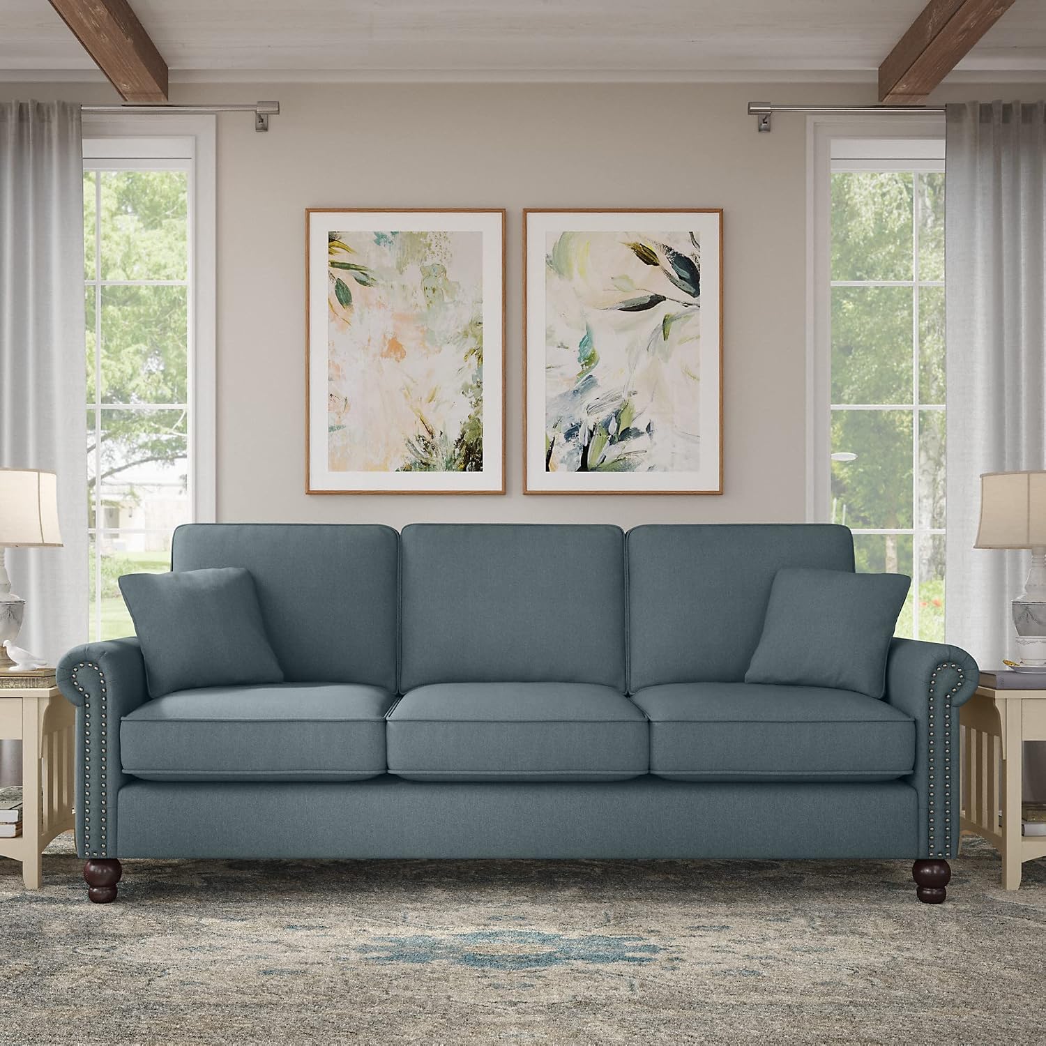 Bush Furniture Sofá Coventry, 85W, espiga azul turco – Yaxa Colombia