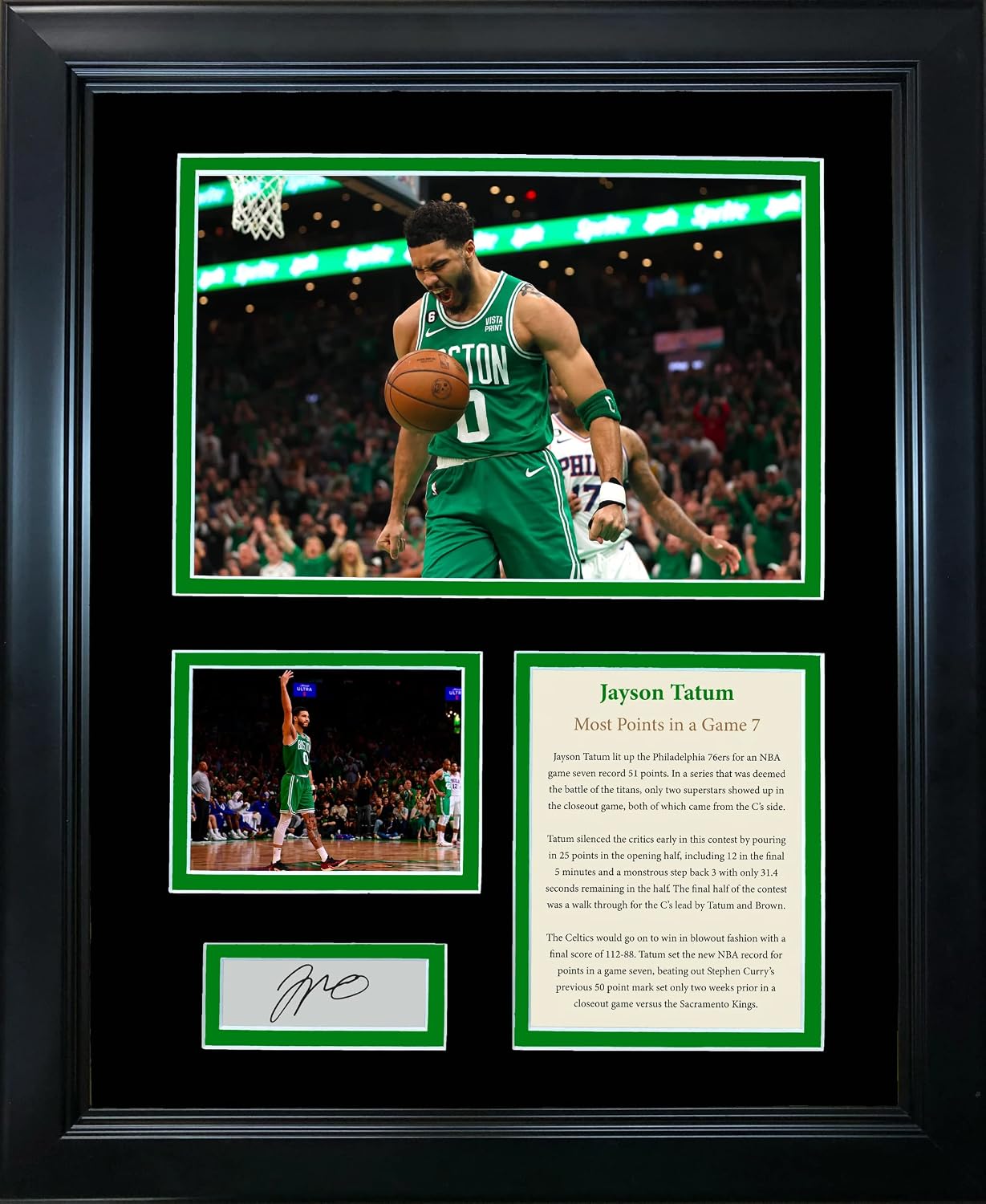 Amazon.com: Framed Jayson Tatum NBA Record 51 Points in a Game 7 ...