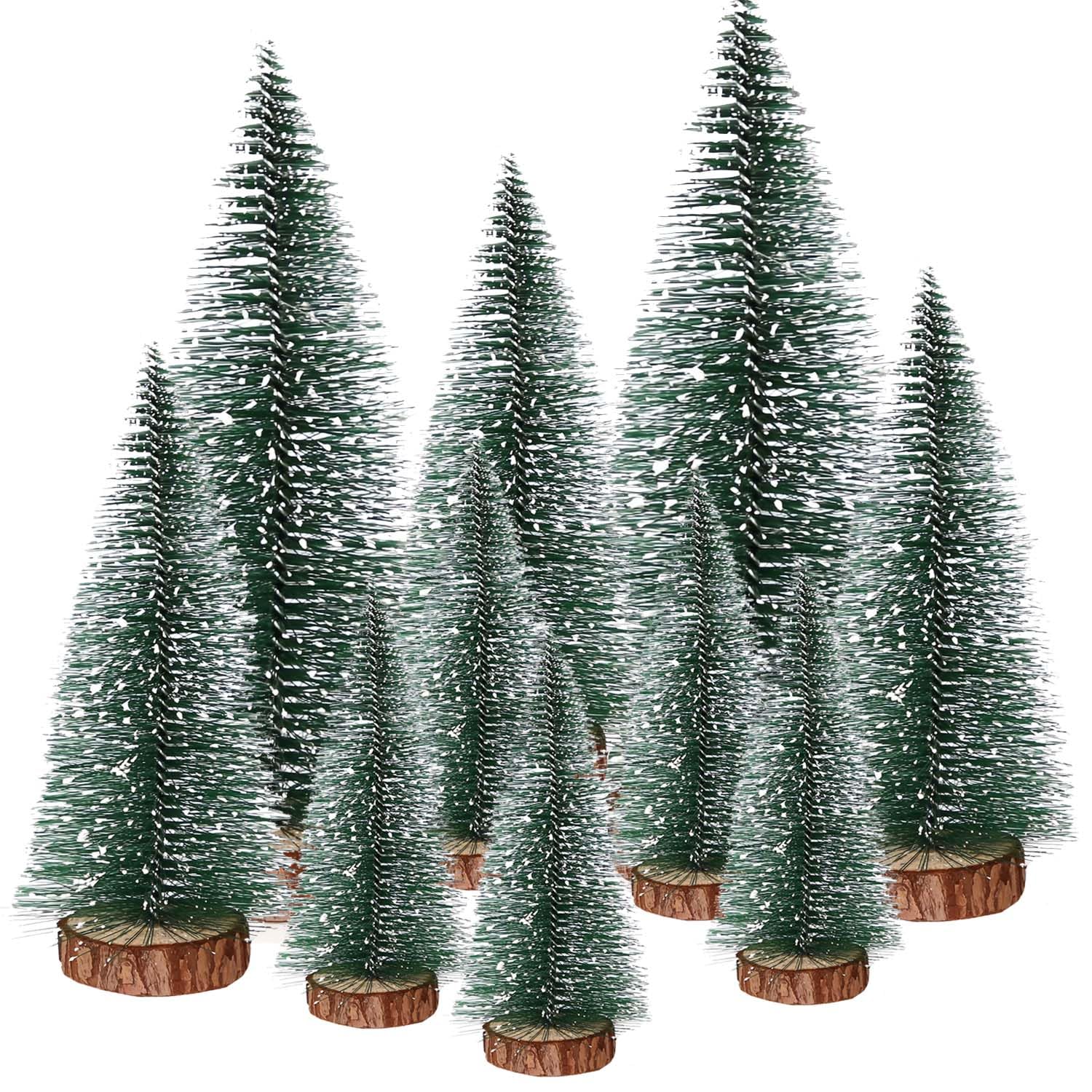 Amazon.com: 10Pcs Mini Christmas Trees,Small Bottle Brush Christmas ...