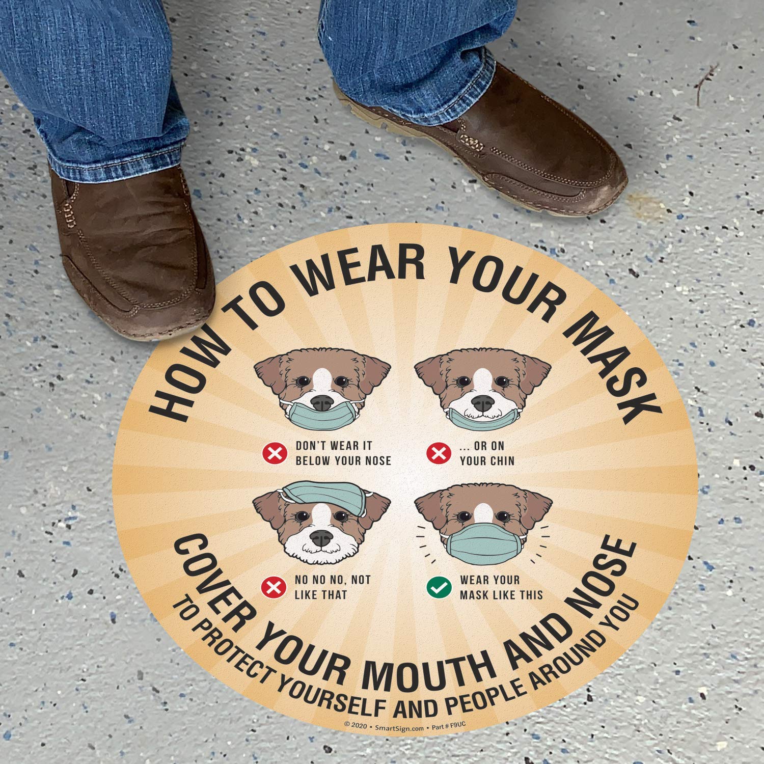 SmartSign “How to Wear Your Mask, Cover Your Mouth and Nose” Anti Slip ...