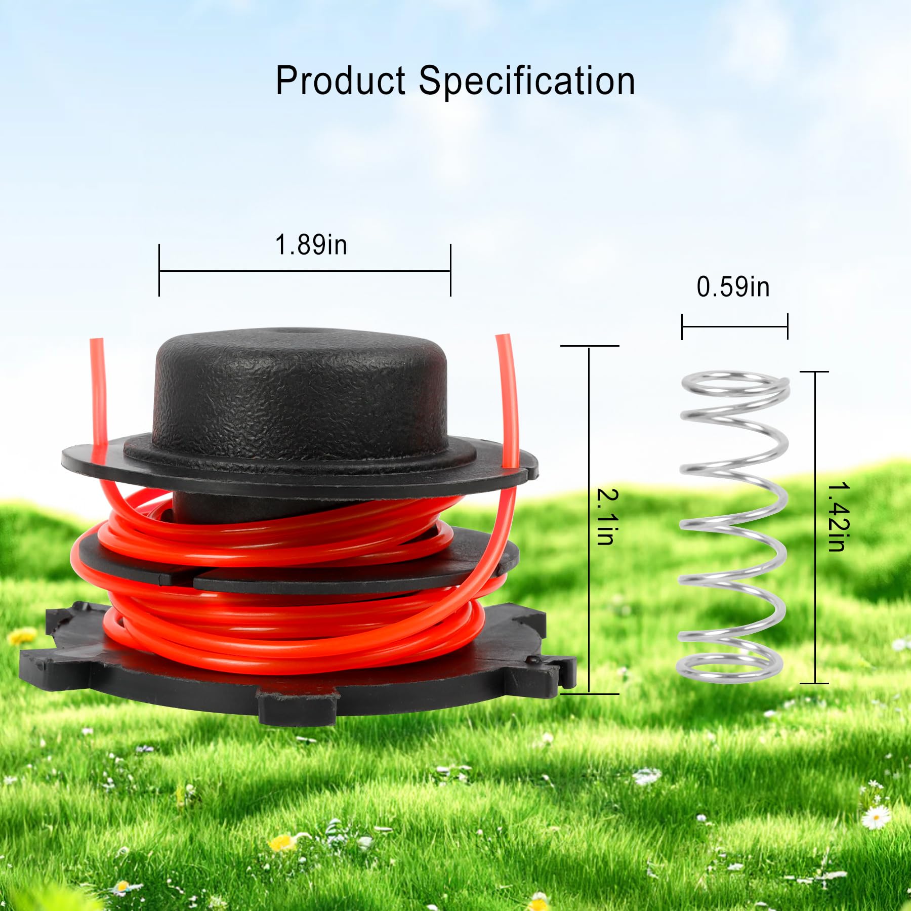 0.095 Nylon Line Spool 3-Pack Prewound Trimmer Spools With Spring ...