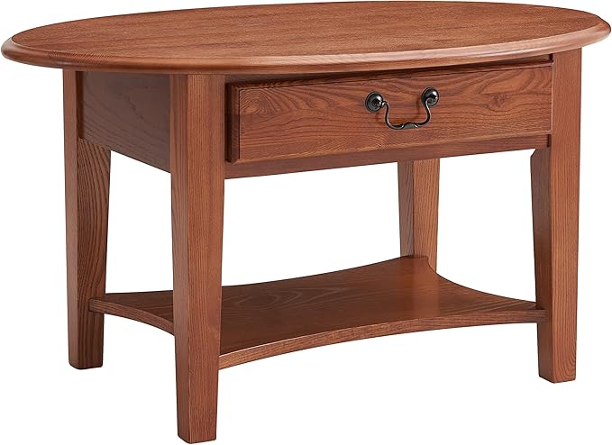 Amazon.com: Haven Ridge One Drawer Solid Wood Oval Coffee Table with ...