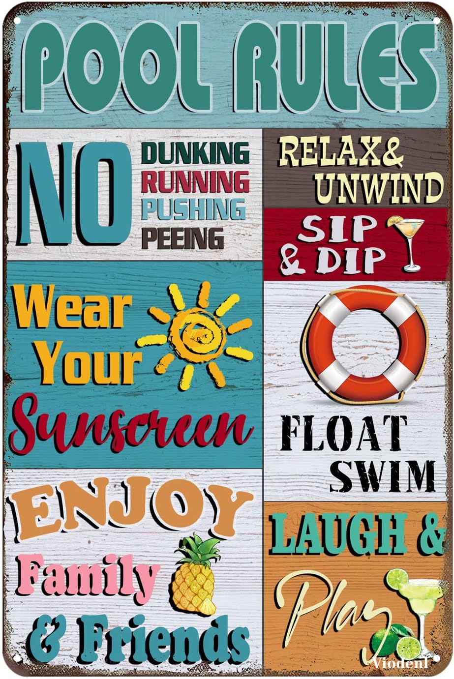 Amazon.com : 5 Pack Wooden Pool Rules Signs 12x4 Inch Pool Outdoor ...