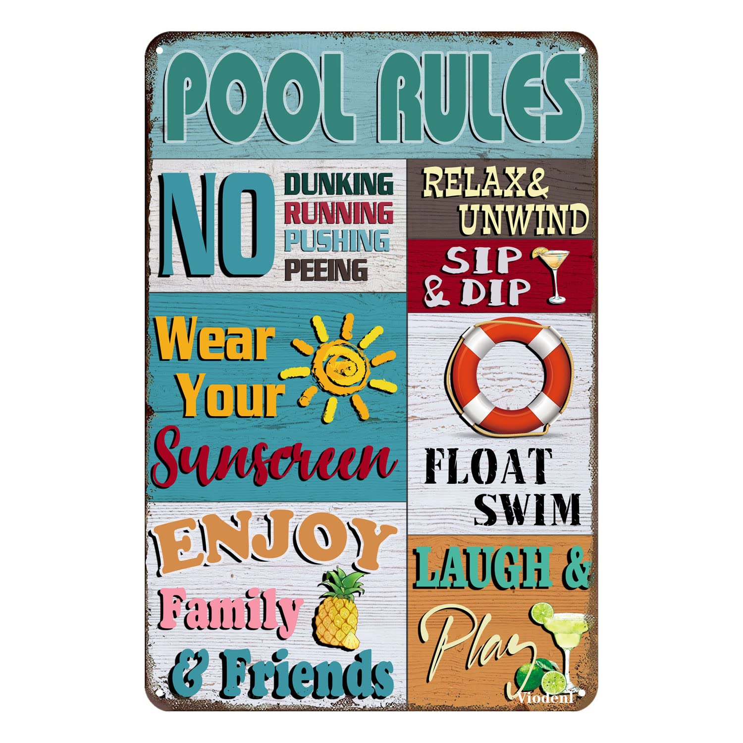 Amazon.com: Vintage Metal Sign Pool Rules Tin Sign Vintage Pool Patio ...