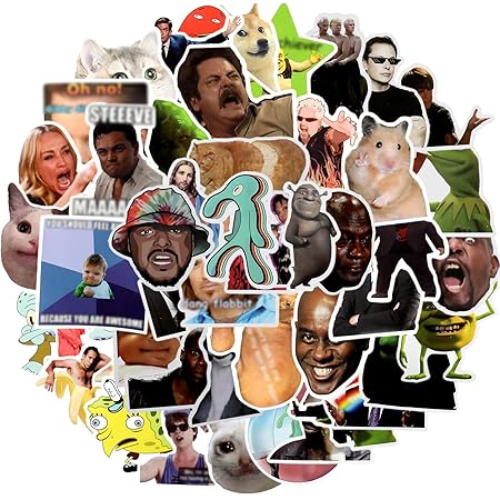 50 Stück Meme Sticker set（PVC）Funny Stickers Meme Aufkleber set Vinyl ...