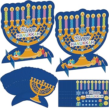 Amazon.com: Watersay 24 Pack Happy Hanukkah Menorah Crafts Kits 3D ...