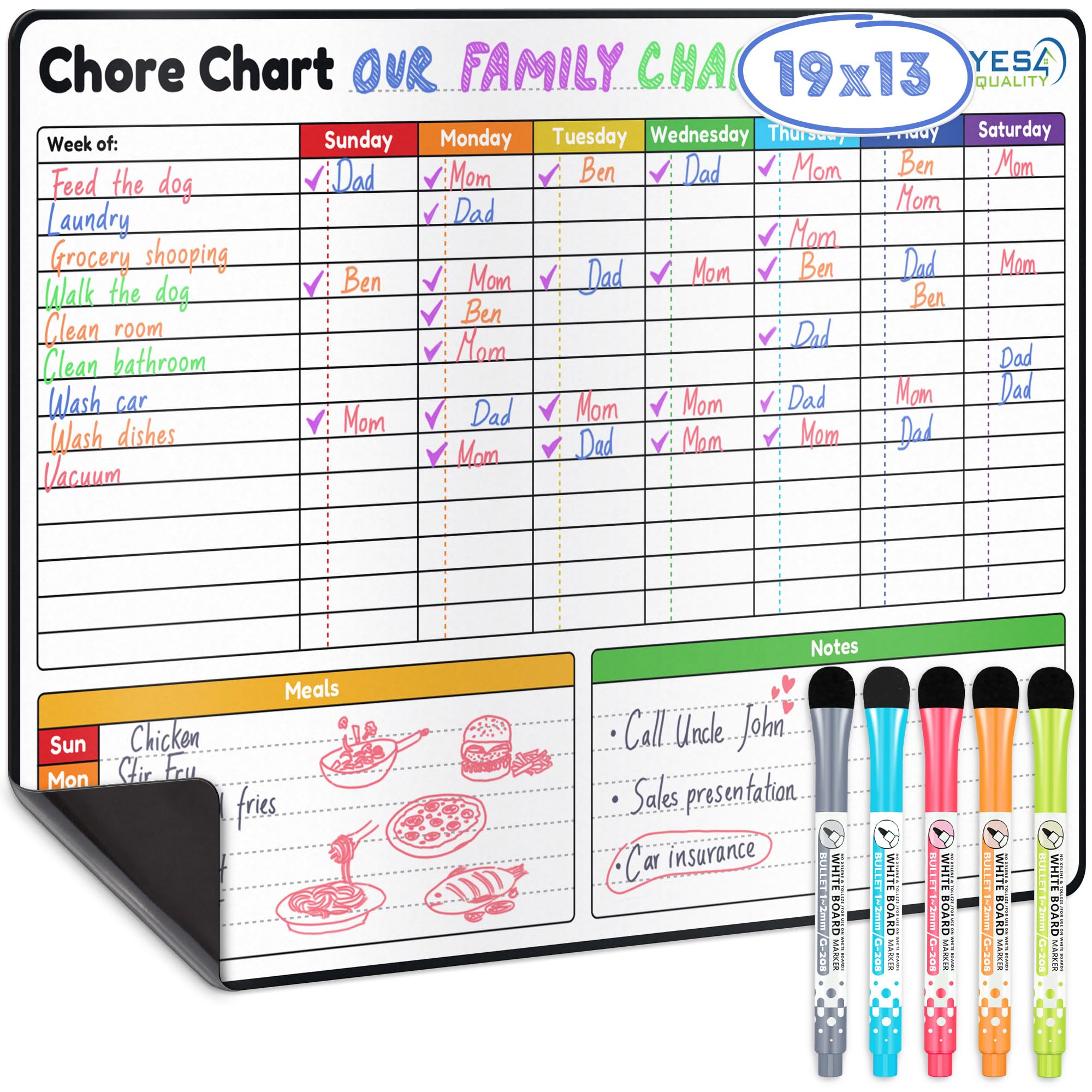 Chores Chart 2 Pcs Dry Erase Chore Chart For Kids, Magnetic Whiteboard