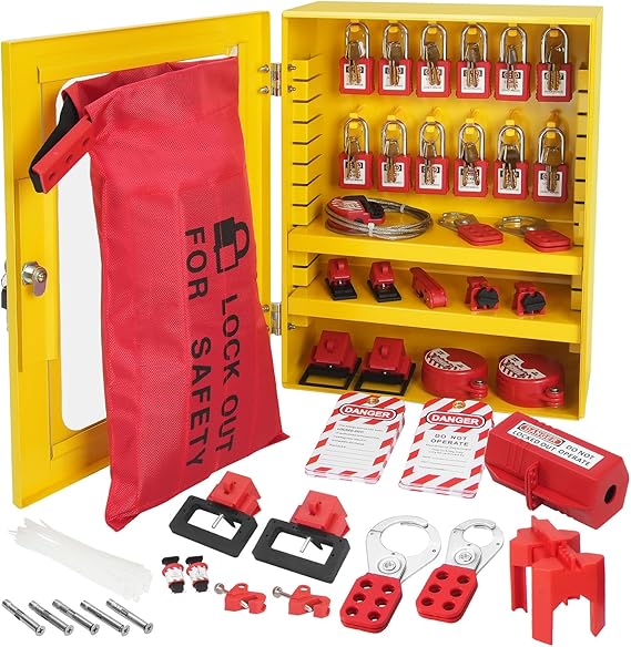 VEVOR Electrical Lockout Tagout Kit, 59 PCS Safety Lockout Tagout ...