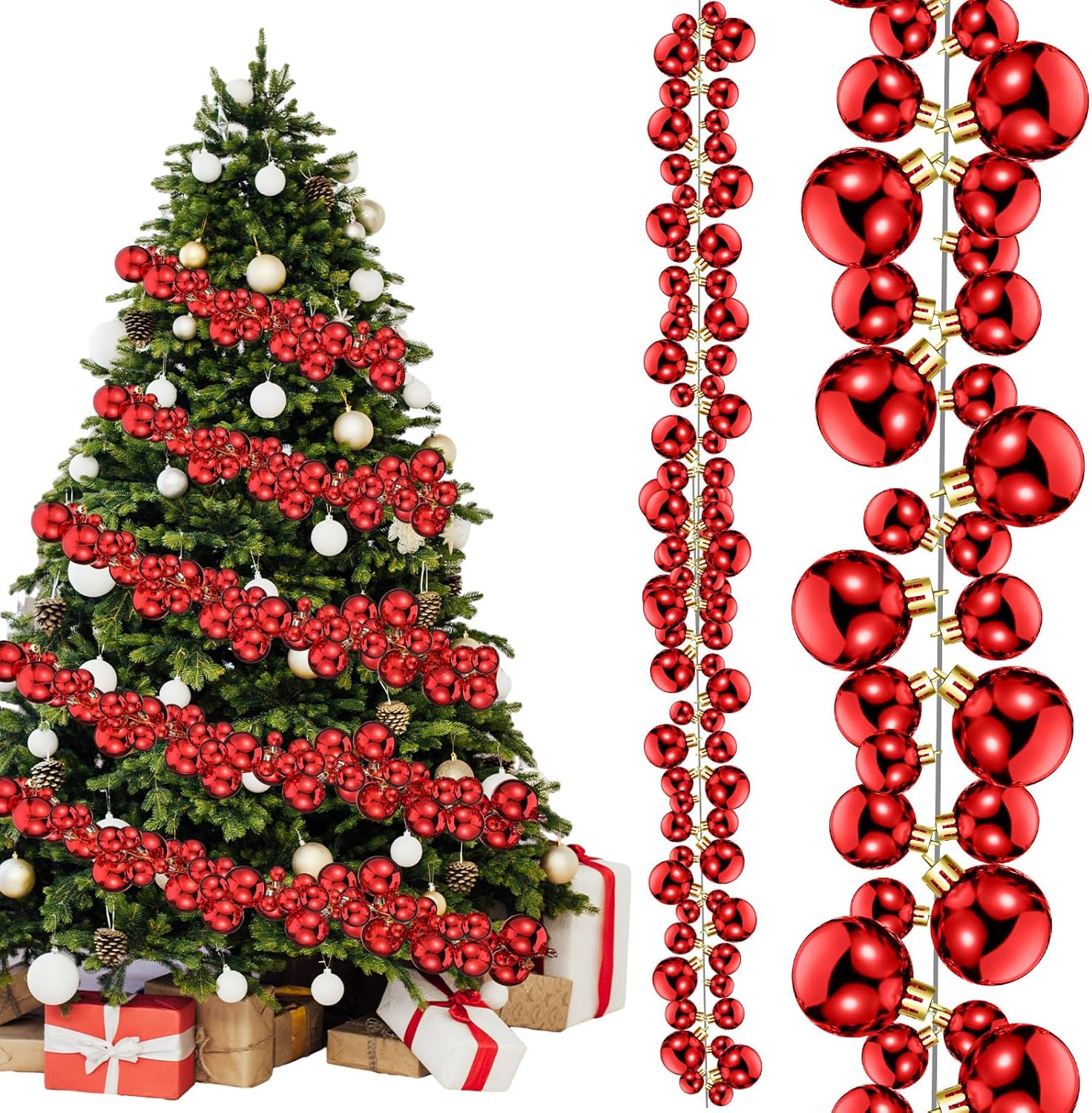 Amazon.com: Geetery 29.5 Ft/350 Christmas Ball Garland Ball Ornament 3 ...