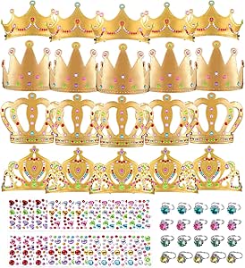 Amazon.com: 60 Pieces Gold Foam Crowns Princess Crown Craft Diy ...