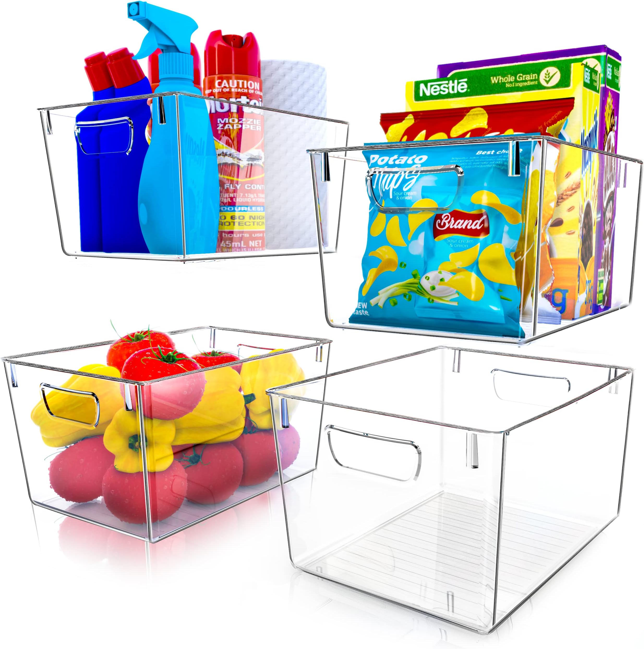 Amazon.com: Clear storage organizer bins, Medium Kitchen Cabinet ...