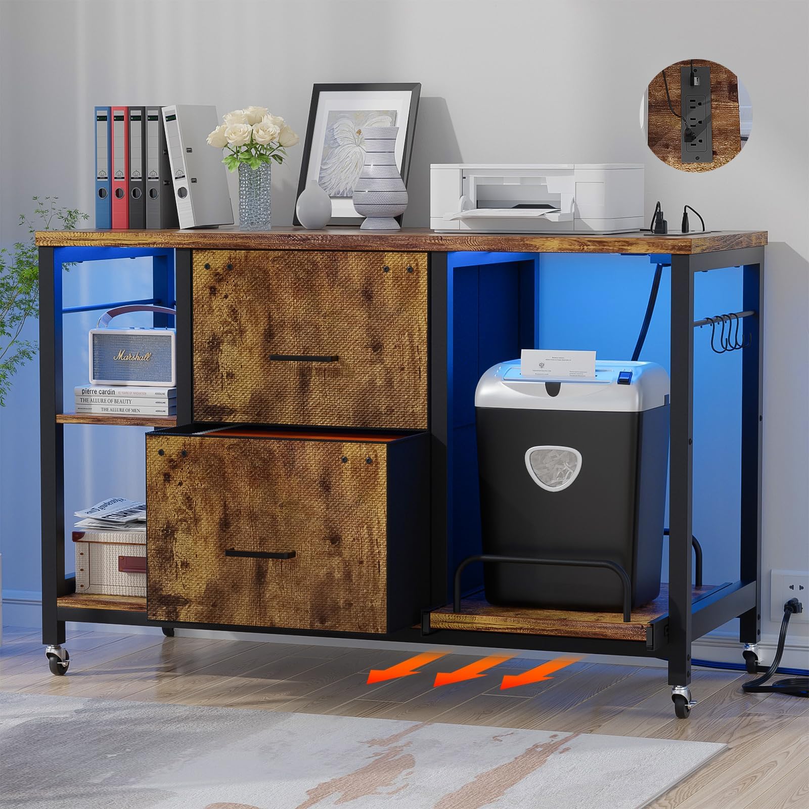 Amazon.com: Hyomdeck 2 Drawer Lateral File Cabinet with Shredder Stand ...