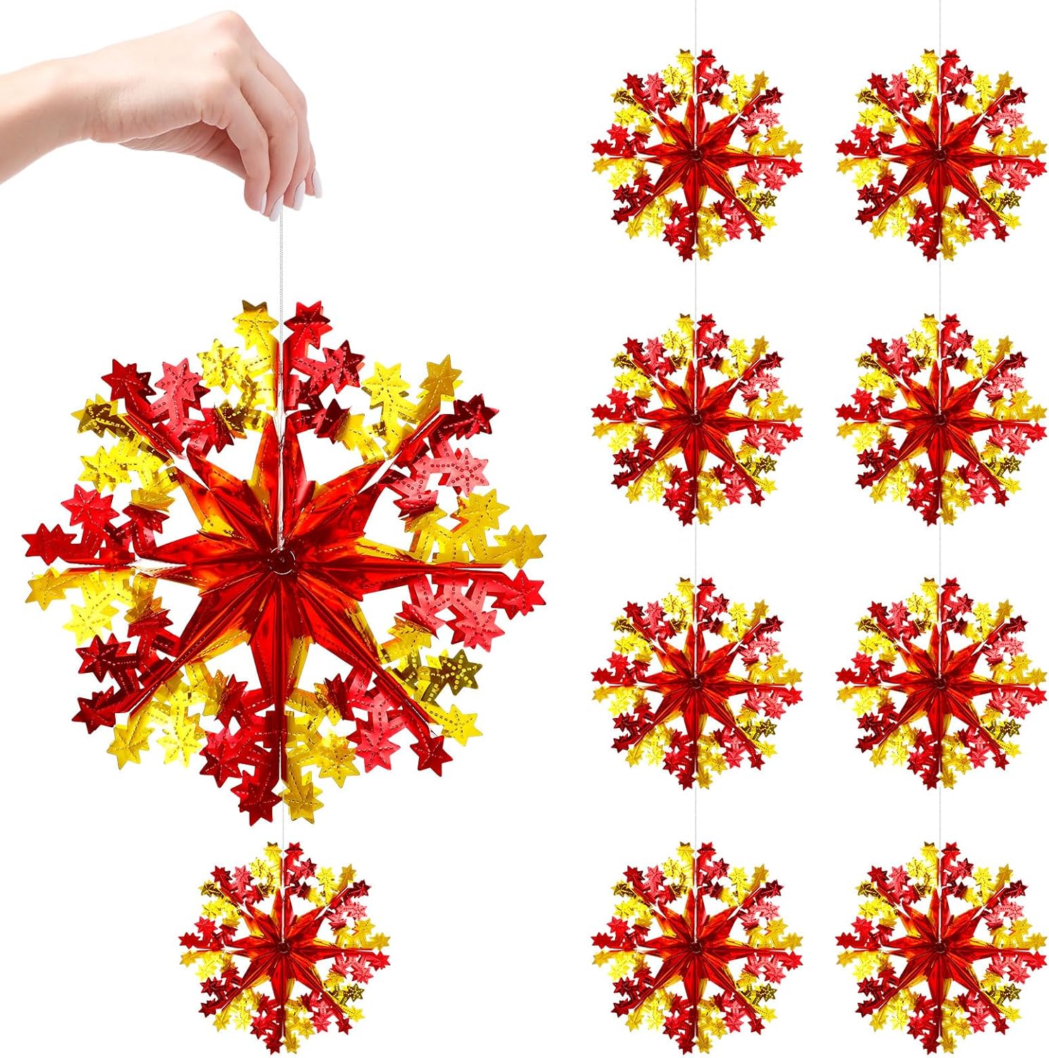 Xinnun 10Pcs Christmas Snowflake Hanging Decoration Large Ceiling ...