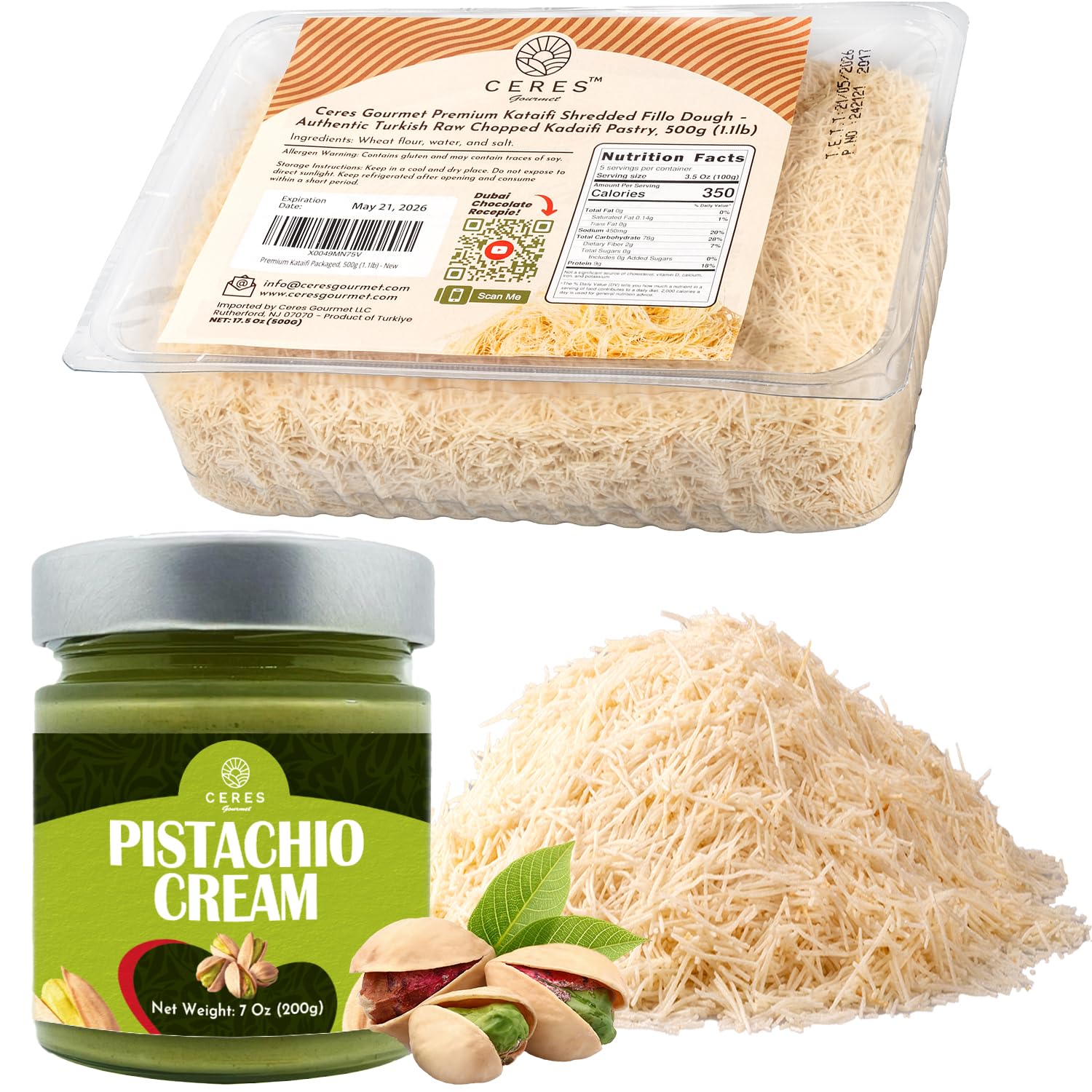 Amazon.com : Premium Kataifi Shredded Fillo Dough & Pistachio Butter Spread Bundle for Viral ...