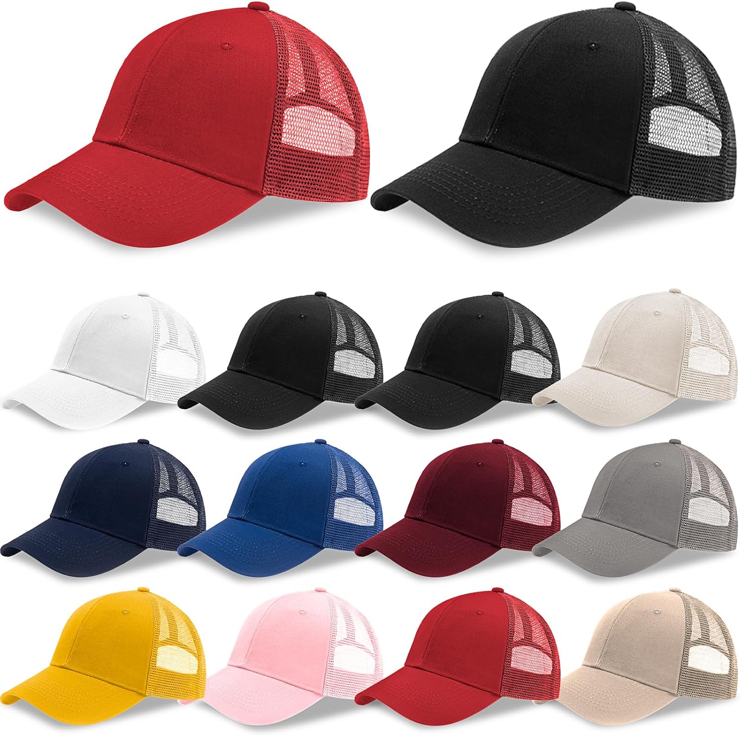 KisSealed 12 Pieces Baseball Cap Mesh Trucker Hat Cotton Baseball Sun ...