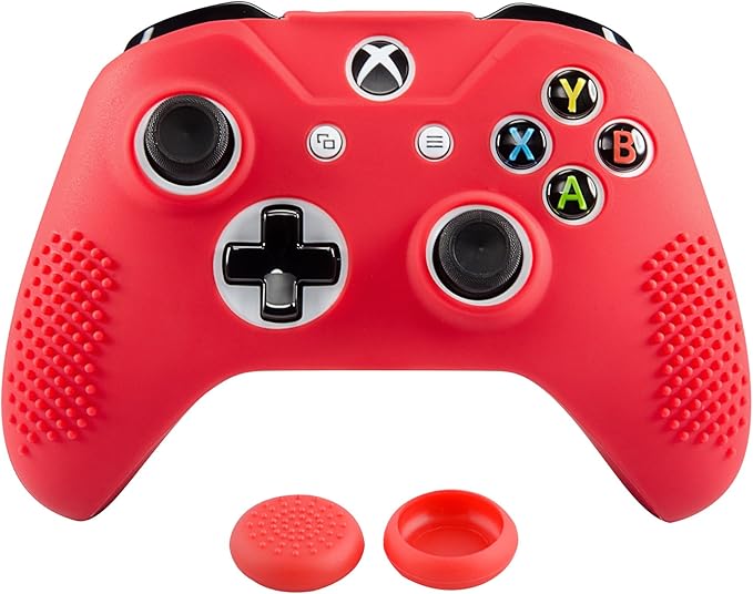 Amazon.com: eXtremeRate Soft Anti-Slip Red Silicone Controller Cover ...