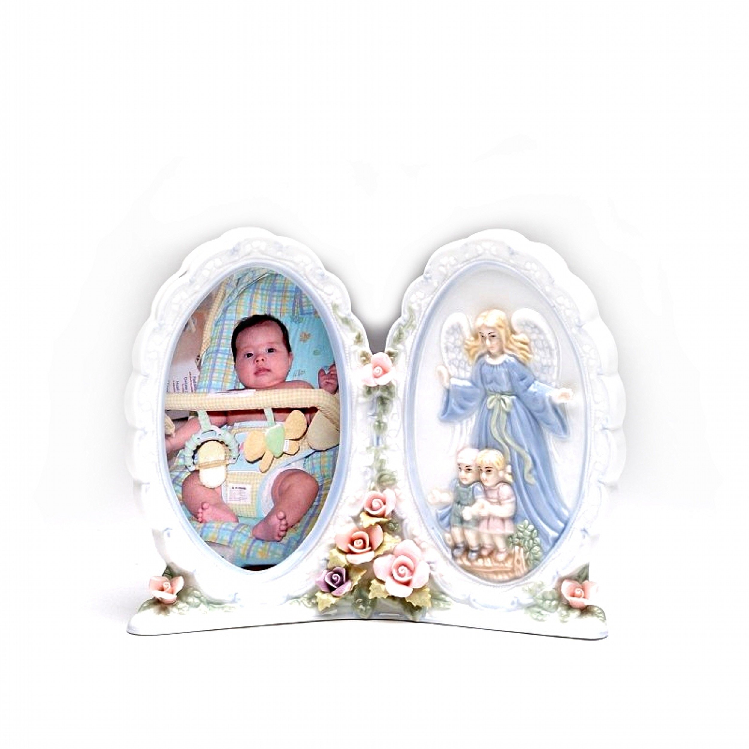 Amazon.com - Cosmos 1236 Fine Porcelain Guardian Angel Picture Frame, 5 ...
