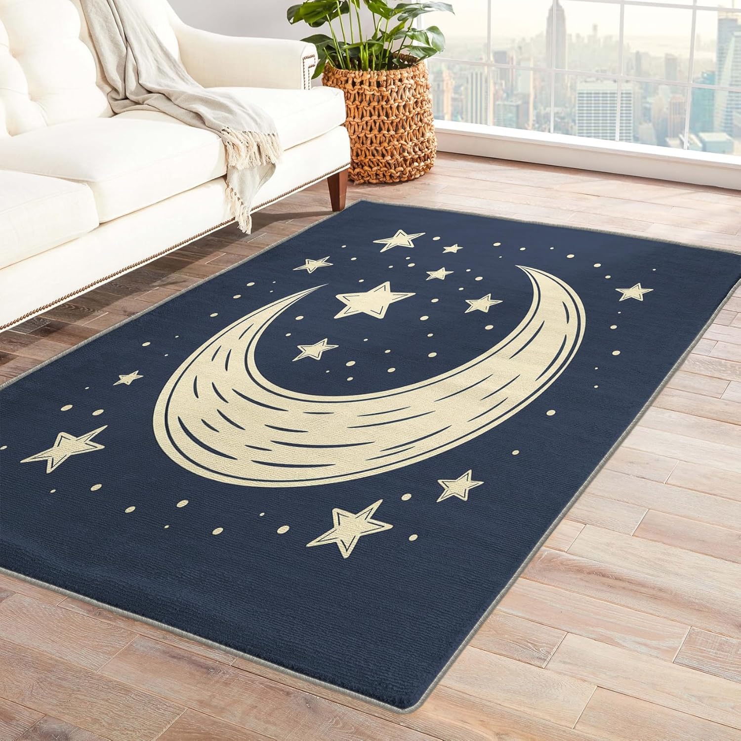 Amazon.com: Moon and Stars Rug & Home Decor - Washable Rug 3x4 - Kids ...