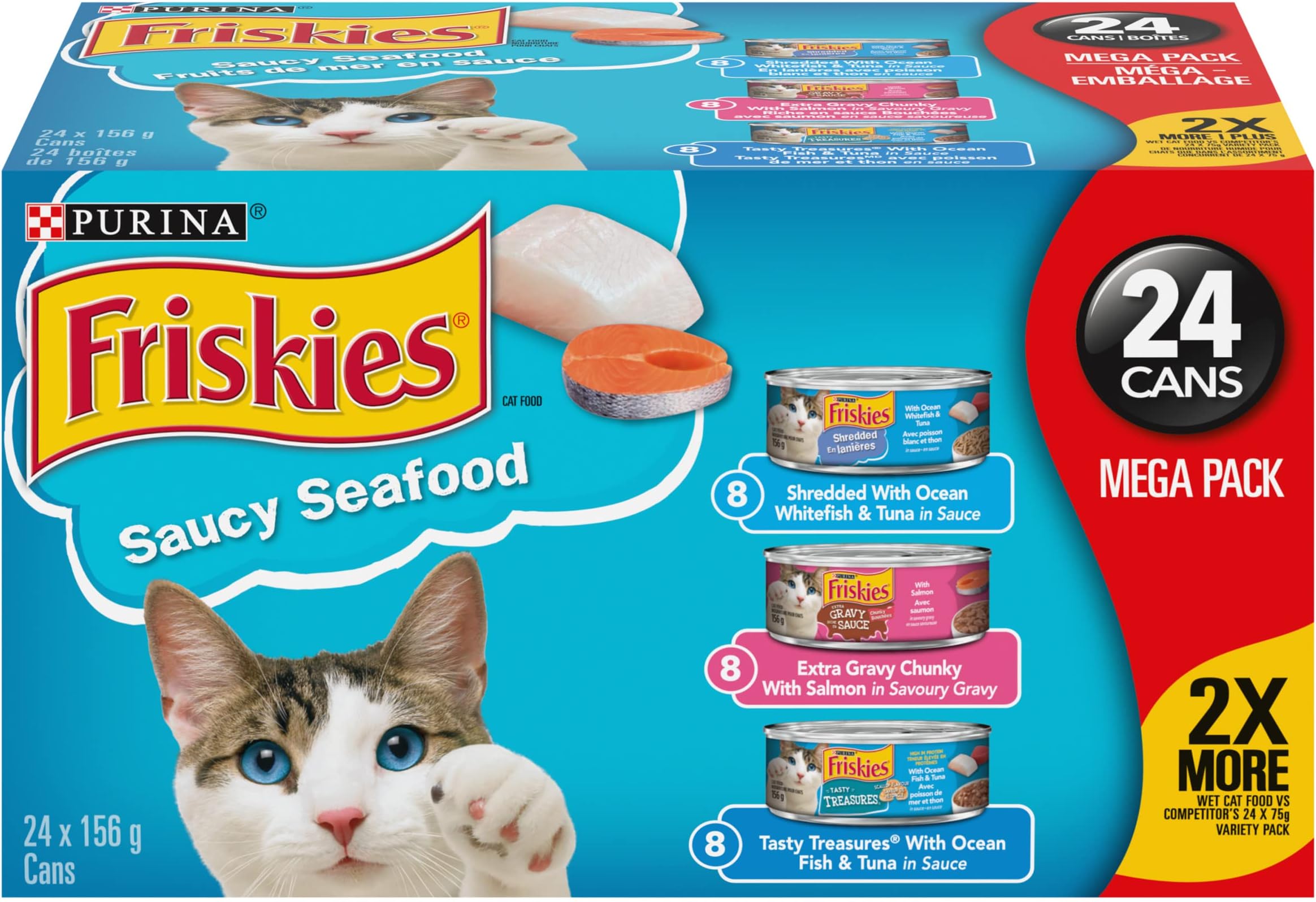 Friskies Saucy Seafood Wet Cat Food, Variety Pack 3 Flavours - 156 g ...