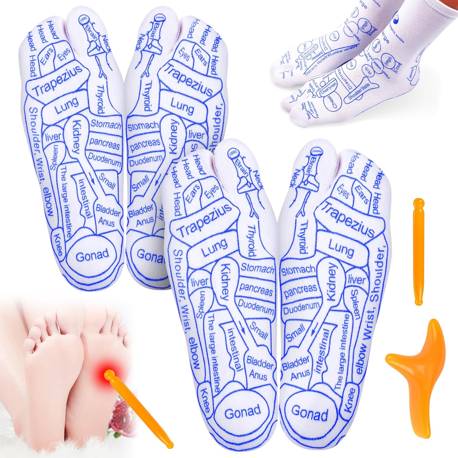 ReFlexoSox Acupressure Reflexology Socks Set with Massage Tool, Relieve ...