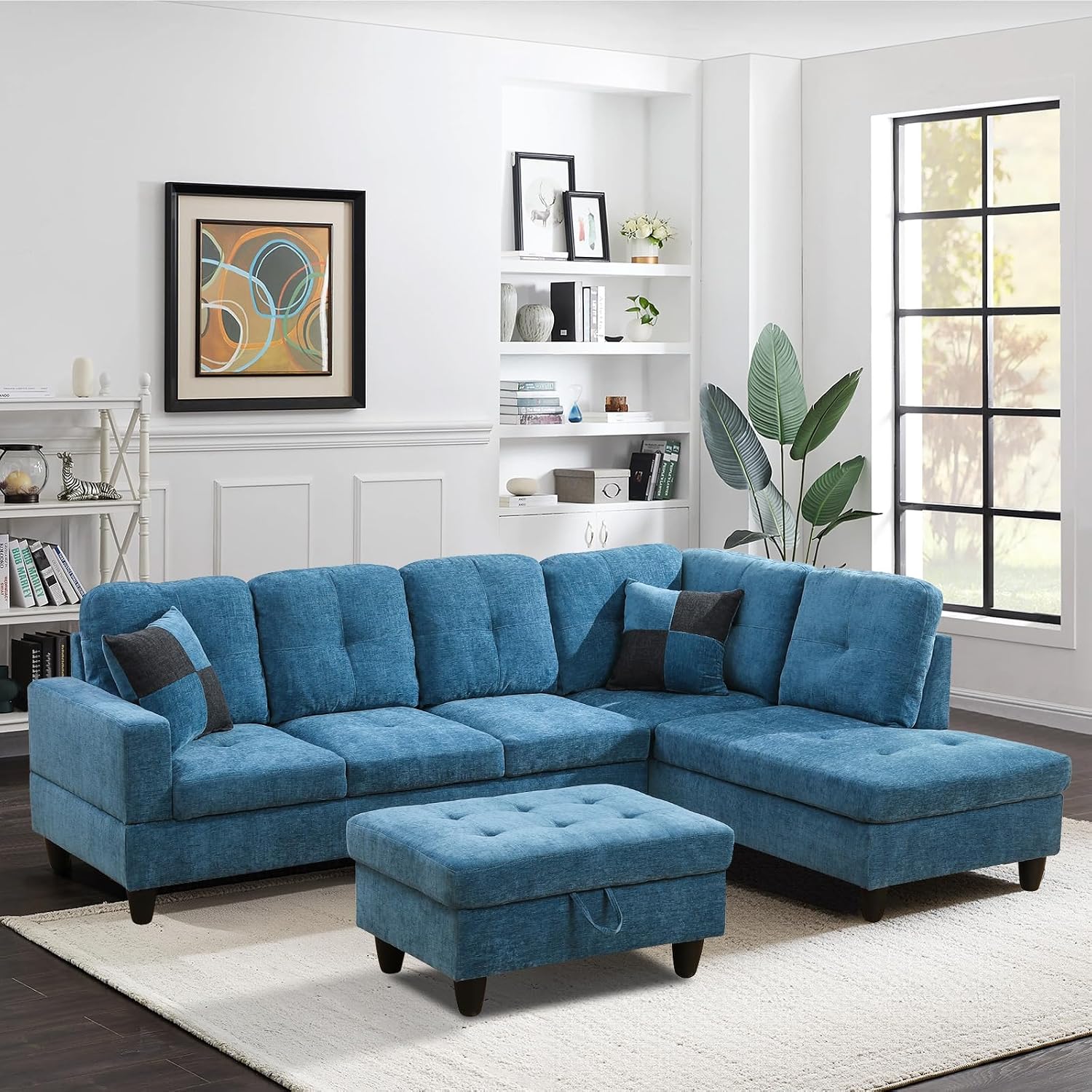 Amazon.com: L-Shape Modular Sofa with Storage Ottoman, Sectional Sofa ...