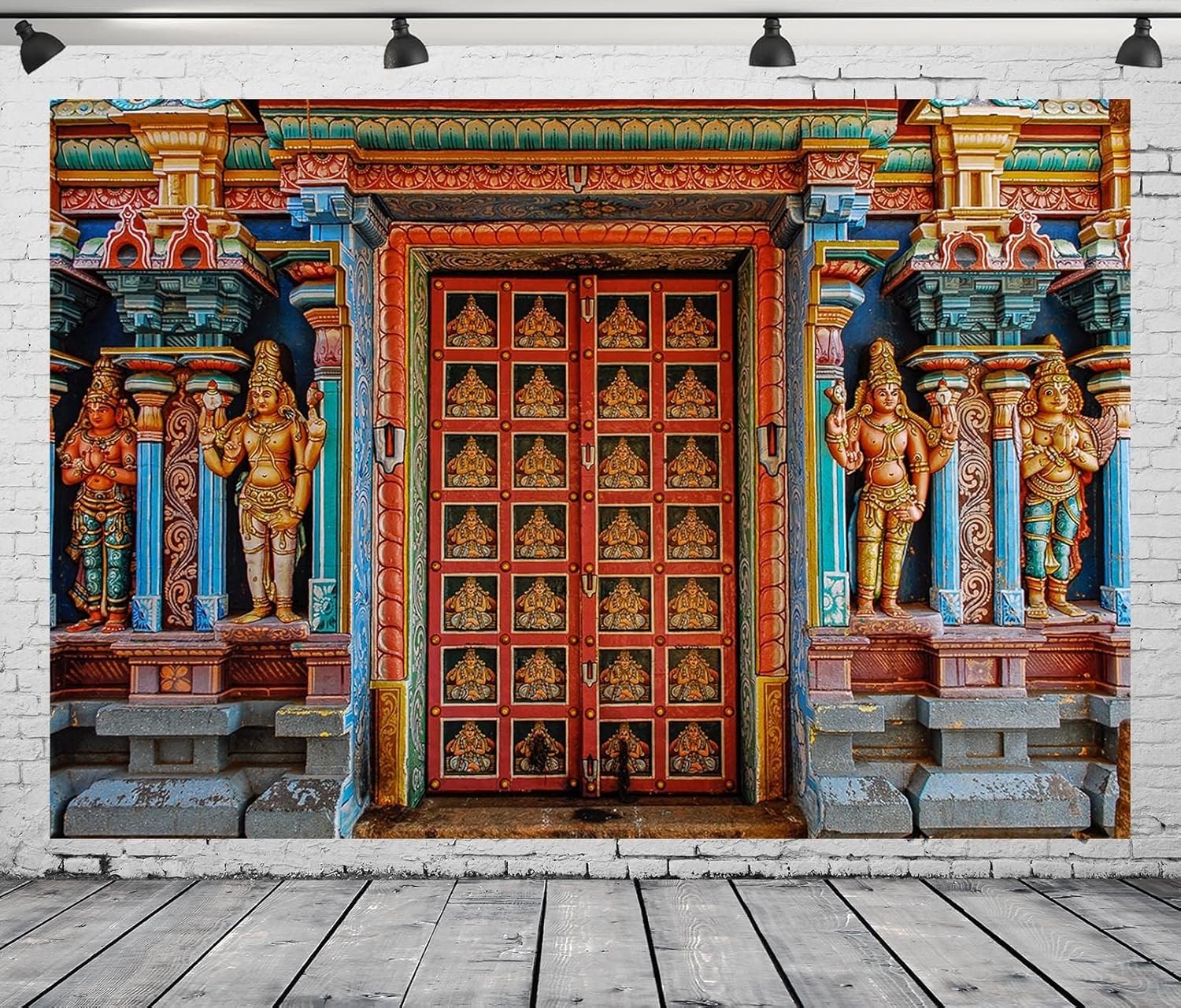 CORFOTO 7x5ft Fabric Colorful India Tanjore Temple Door Backdrop Old ...