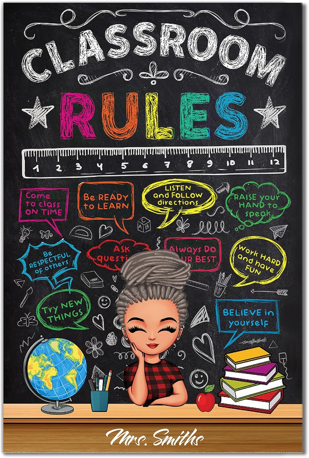 Amazon.com: Class Rules Poster For Classroom - Teacher Rules - Art ...