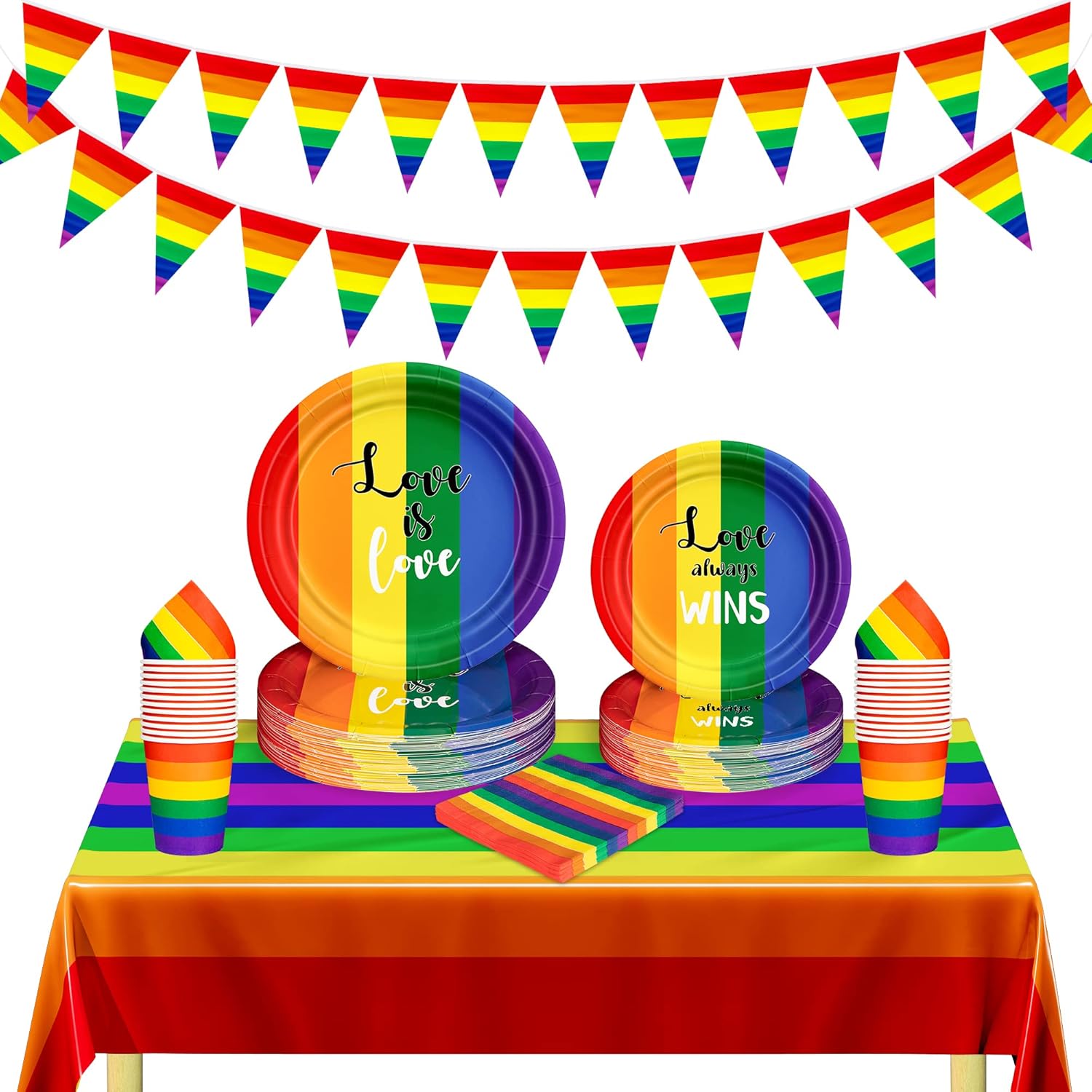 Amazon.com: 98 PCS Pride Decorations, Serve 24 Guests Paper Plates with ...