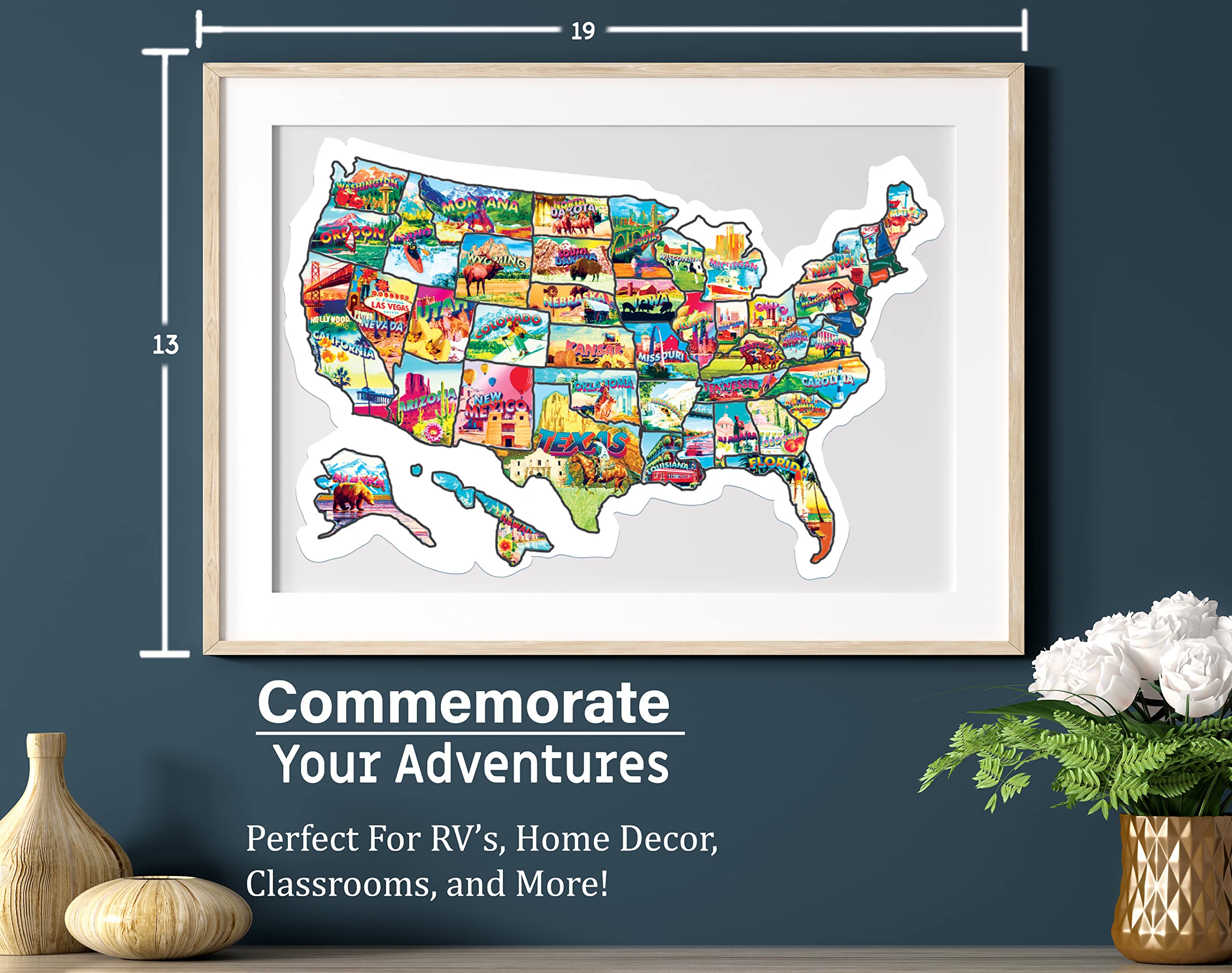 Snapklik.com : RV State Sticker Travel Map - Large Visited States Map ...