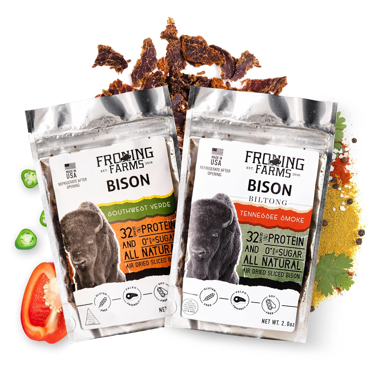 Amazon.com: Froning Farms Bison Biltong Buffalo Meat Snack - Tennessee ...