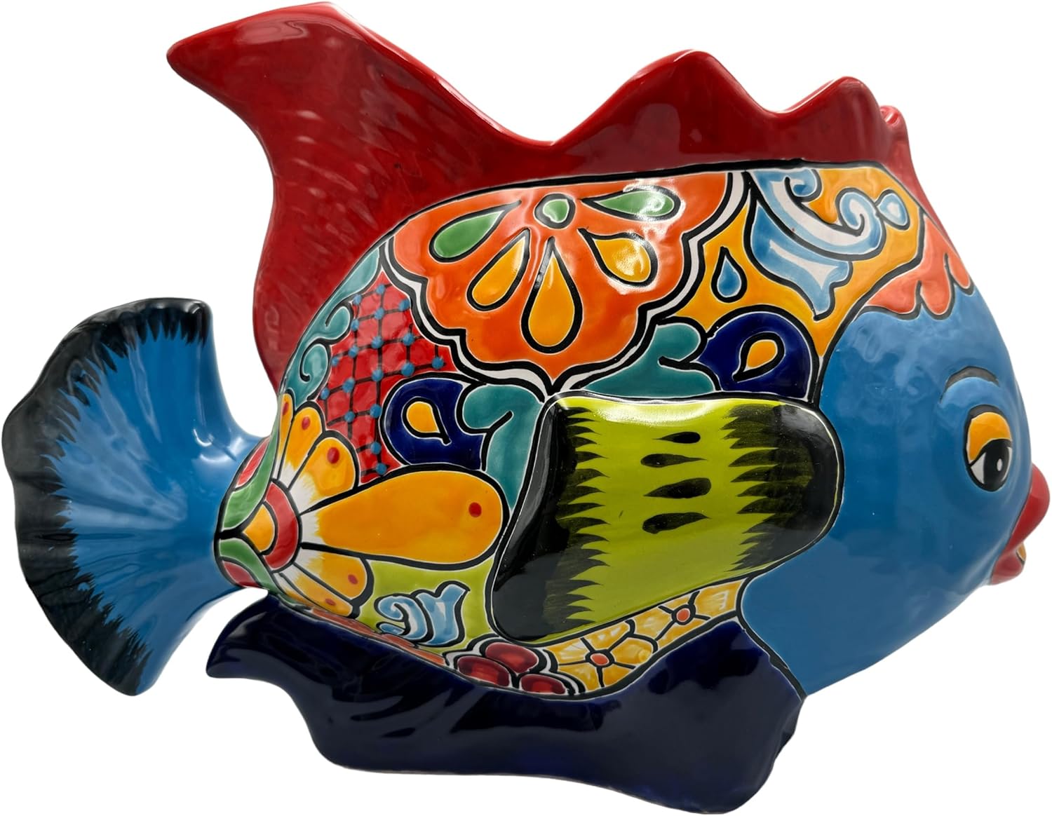 Amazon.com : Talavera Fish Planter Animal Pez Flower Pot Large Mexican Pottery Folk Art Hand ...