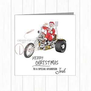 Personalised Motorbike Motorcycle Biker Christmas Card Funny Santa On ...