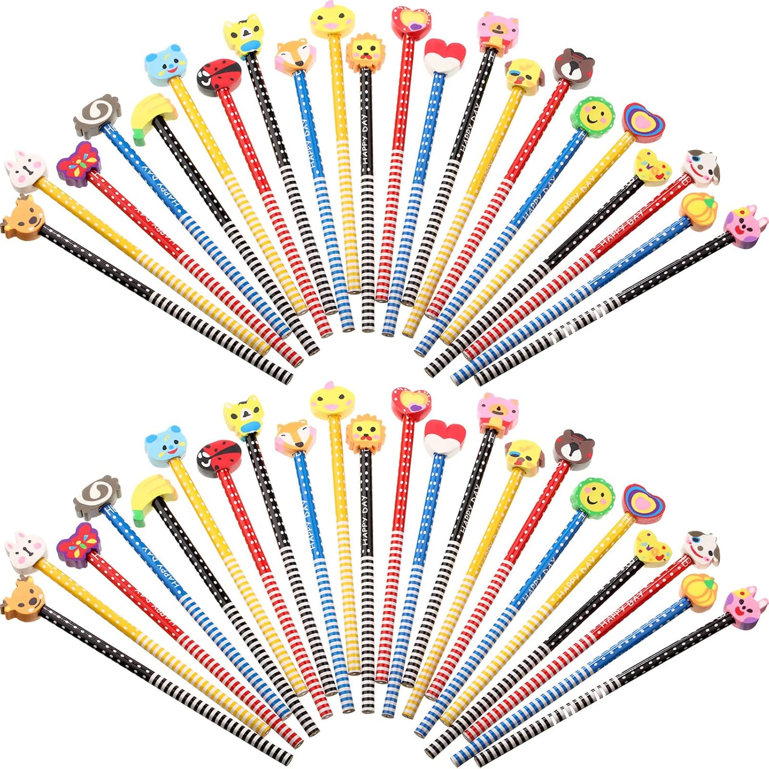 Amazon.com : Chinco 100 Pieces Cartoon Pencils, Wooden Animal Pencils ...