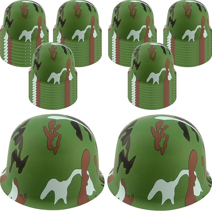Amazon.com: Cotiny 60 Pack Kids Army Hats Plastic Army Helmets ...