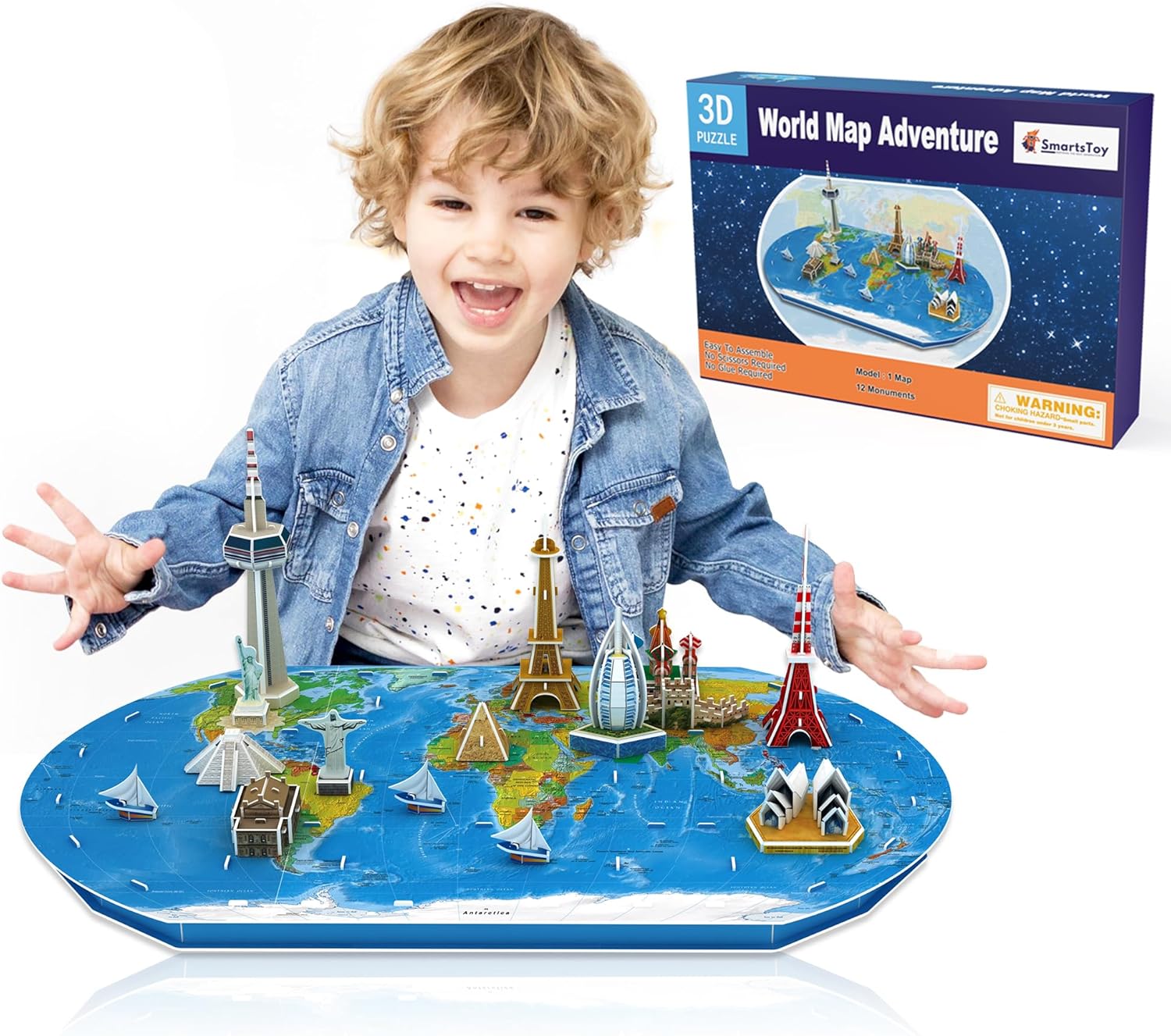 Amazon.com: World Map 3D Puzzle - Fun Geography Game for Kids with 12 ...