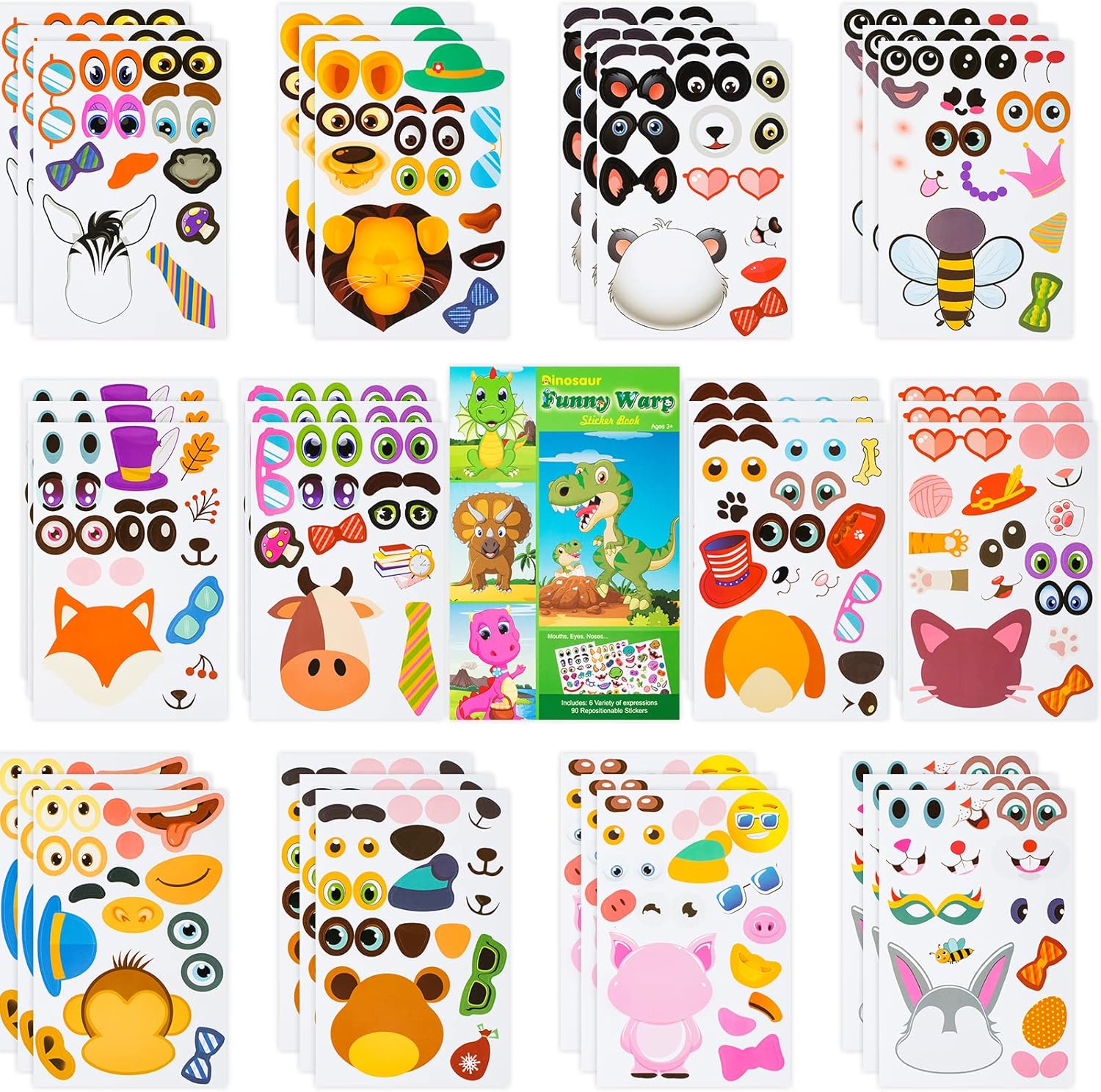 Amazon.com: Make a Face Sticker for Kids 42 Sheets Make Your Own Animal ...