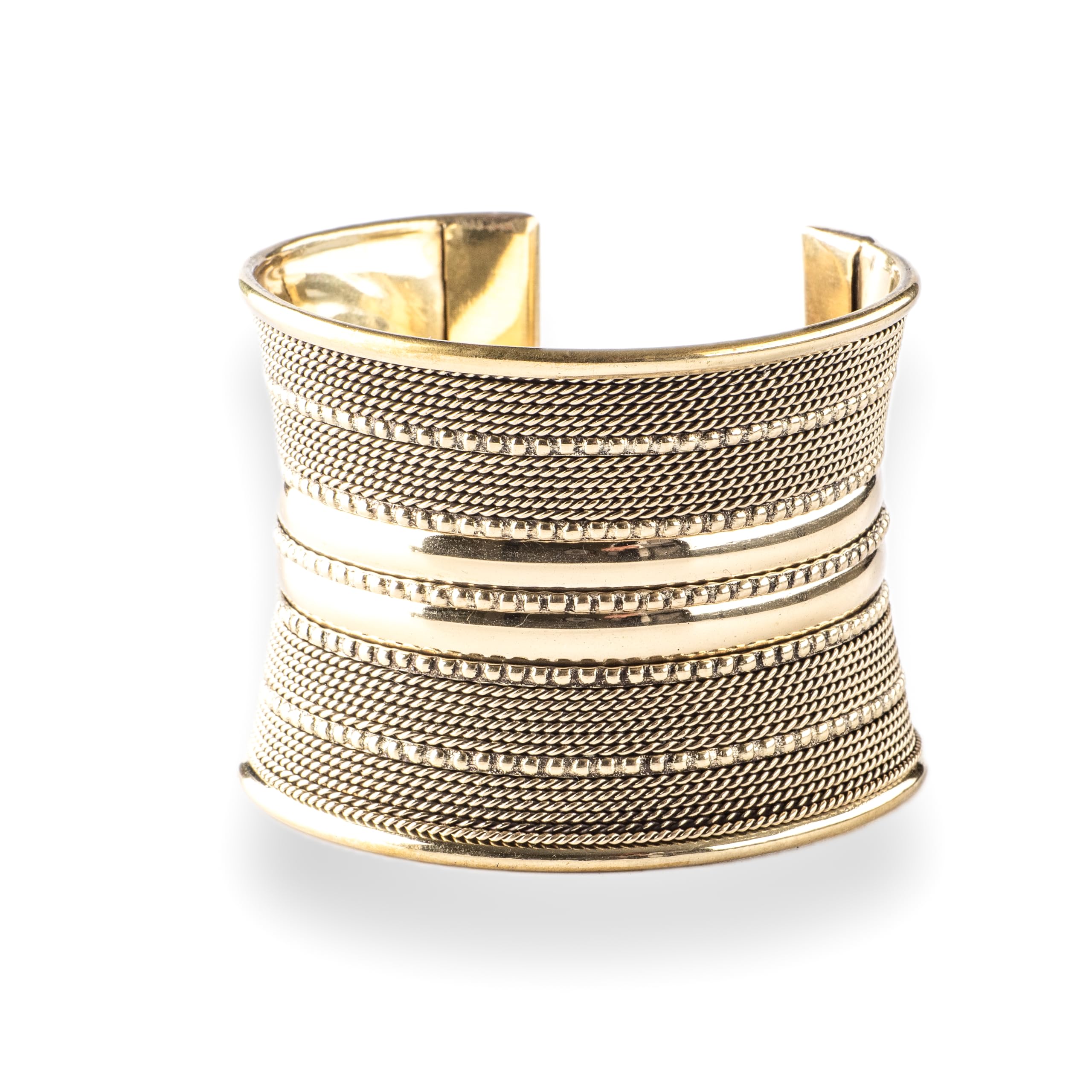 Amazon.com: Brass Polished Gold Color Cuff, Indian Hand Made Bangle ...