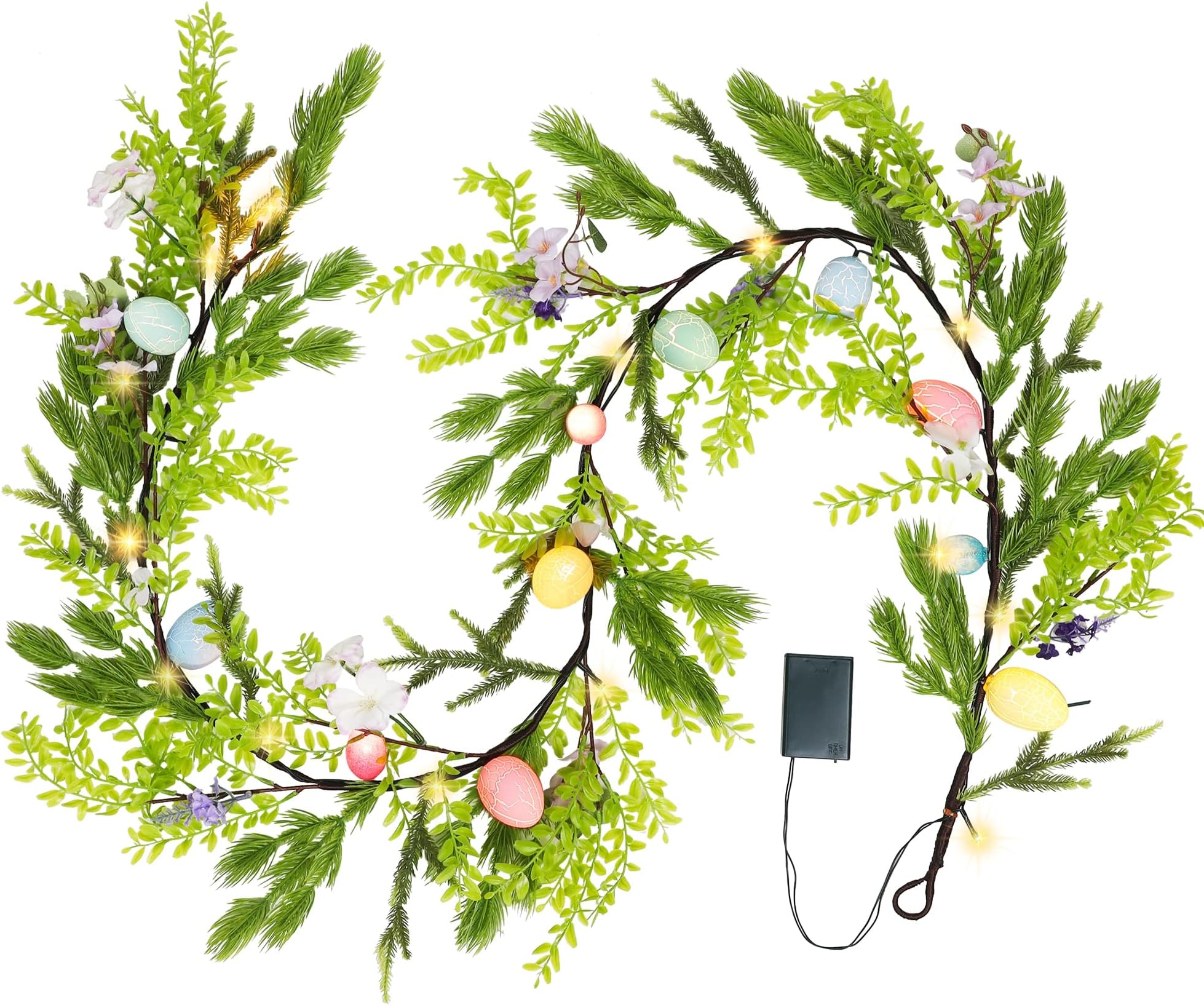 Amazon.com: Riceshoot 6 ft Artificial Easter Egg Garland with LED Mixed ...