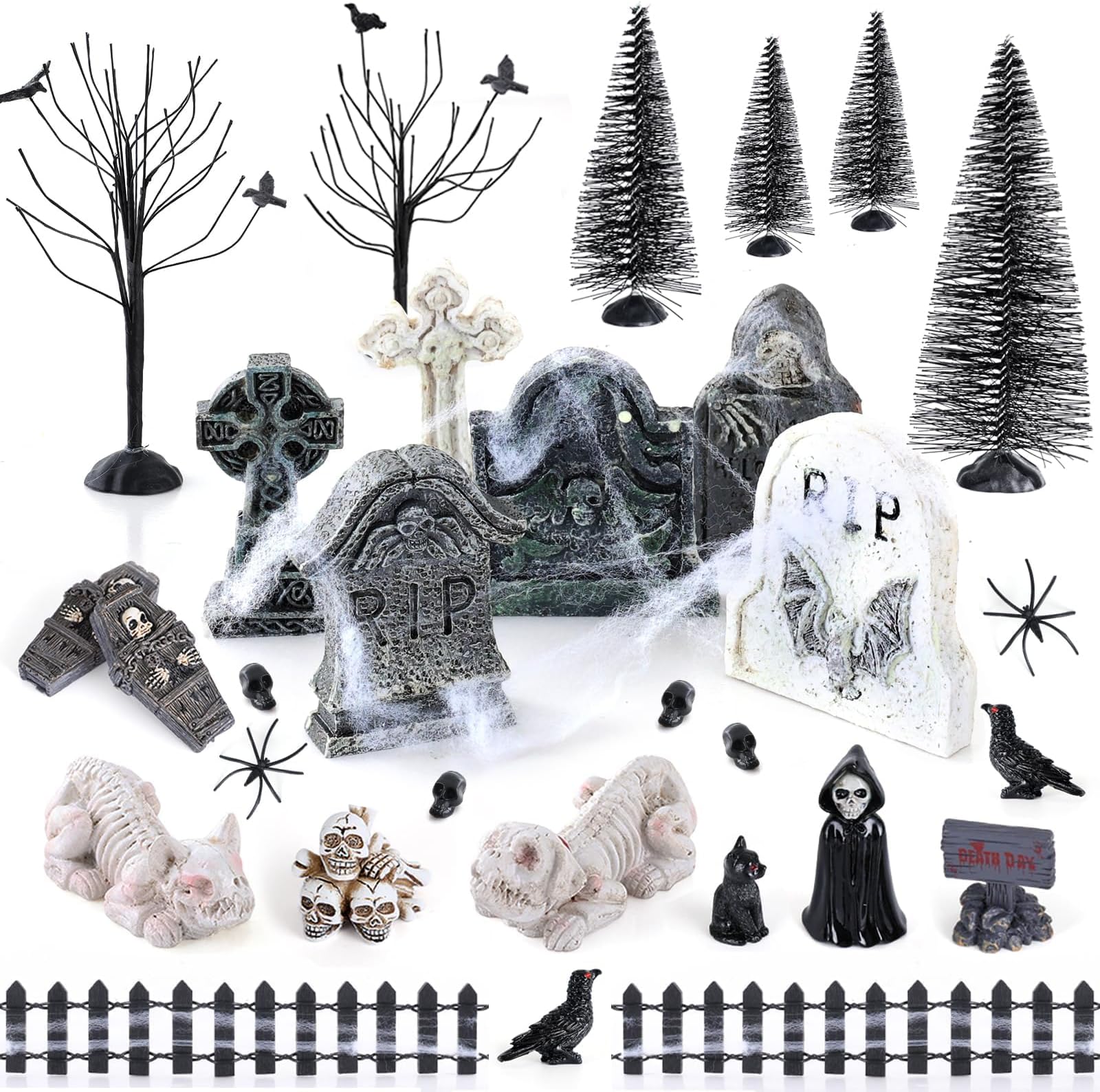 Amazon.com: YLOLUL 48 Pcs Fluorescent Halloween Village Accessories ...