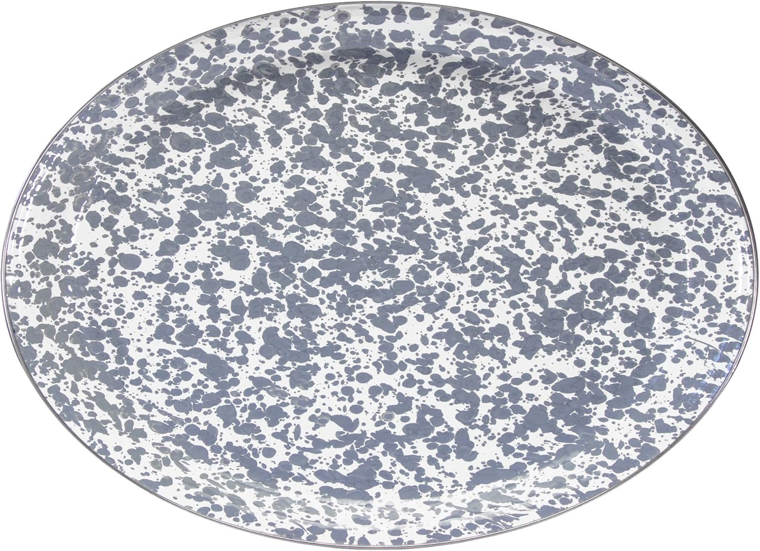 Golden Rabbit Enamelware - Grey Swirl Pattern - 12 x 16 Oval Platter