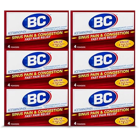 Amazon.com: BC Powder Sinus Pain & Congestion Relief, Dissolve Packs, 4 ...
