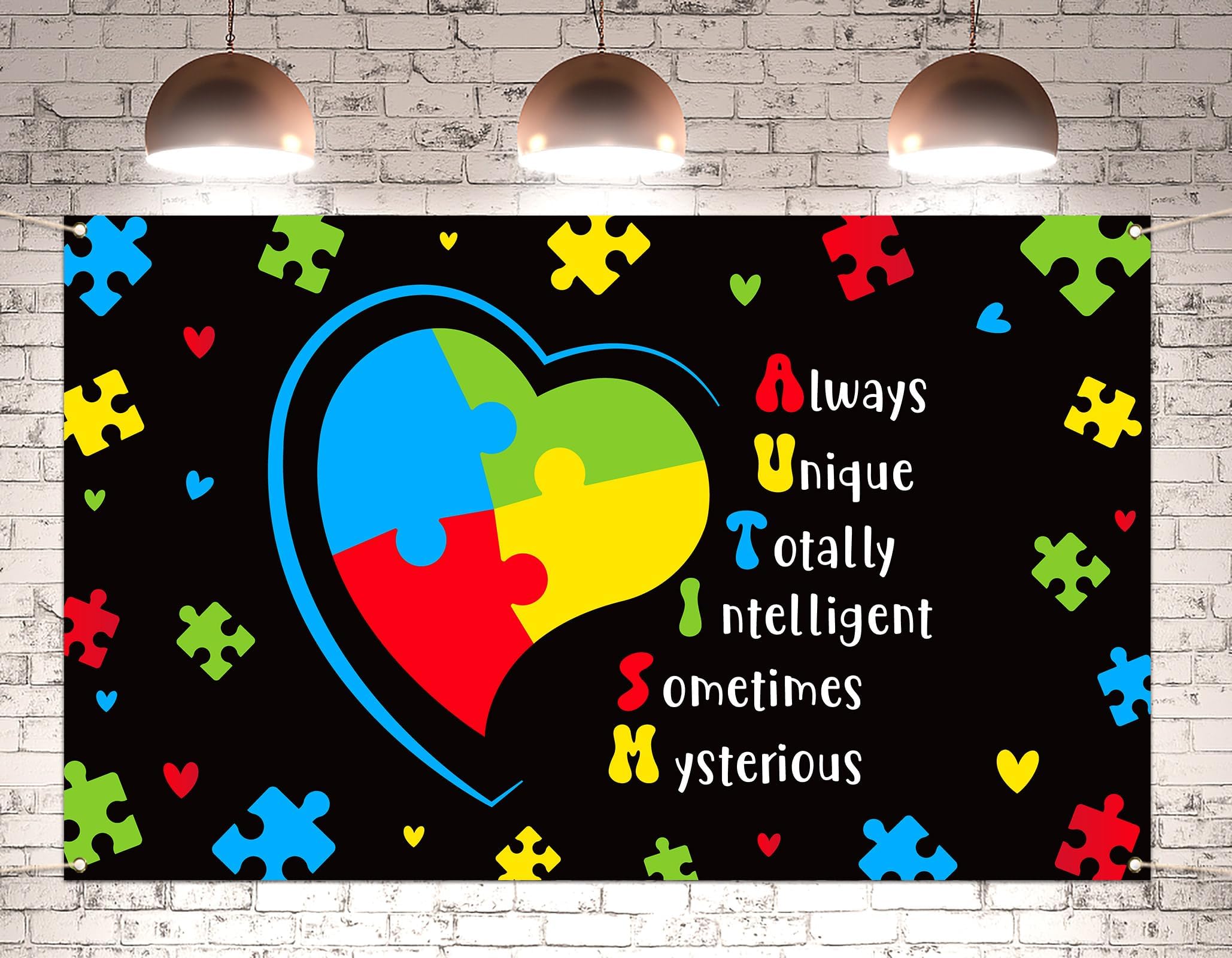 Amazon.com : Autism Awareness Photo Booth Backdrop Accept Understand ...