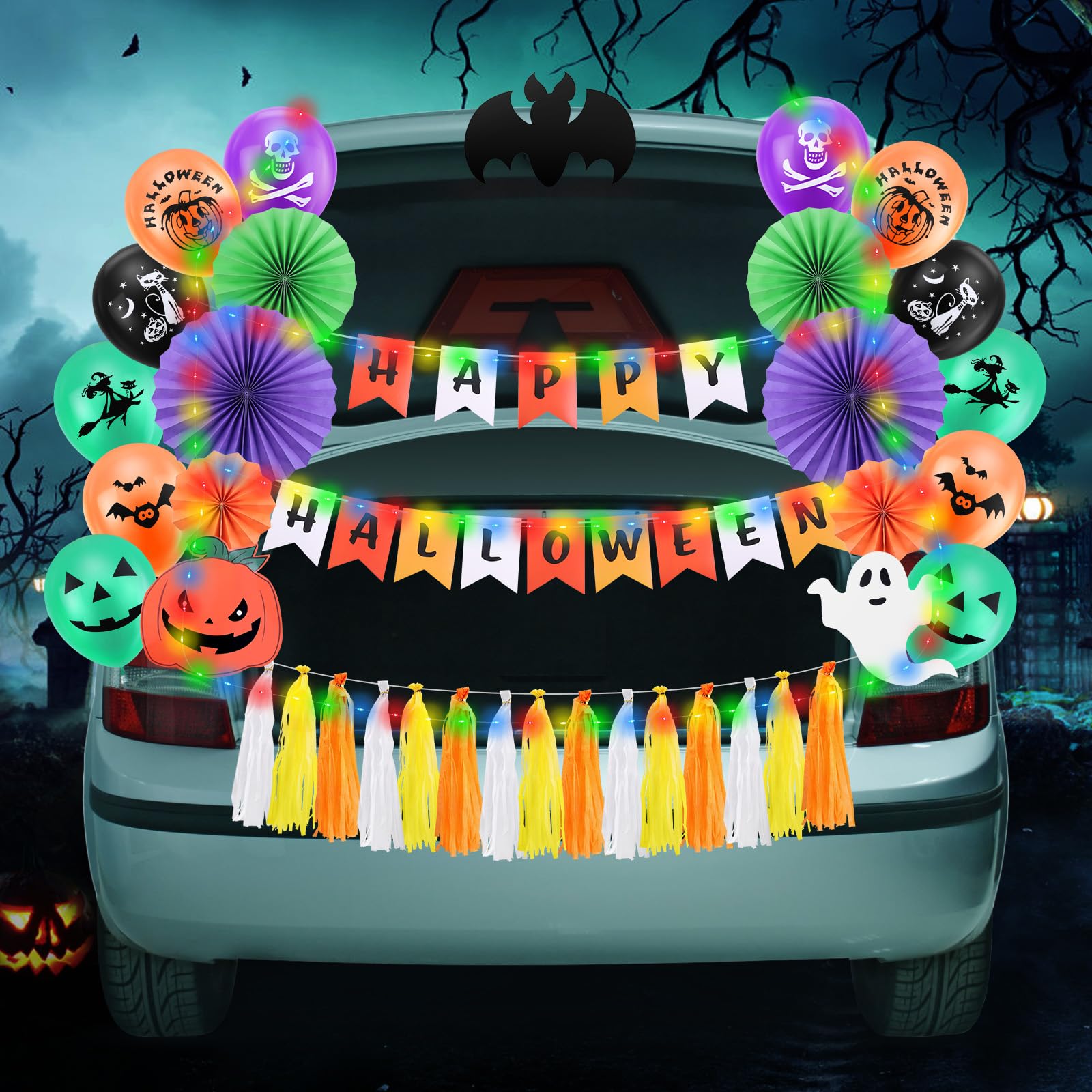 Amazon.com: Halloween Trunk or Treat Car Decorations Kit with LED ...