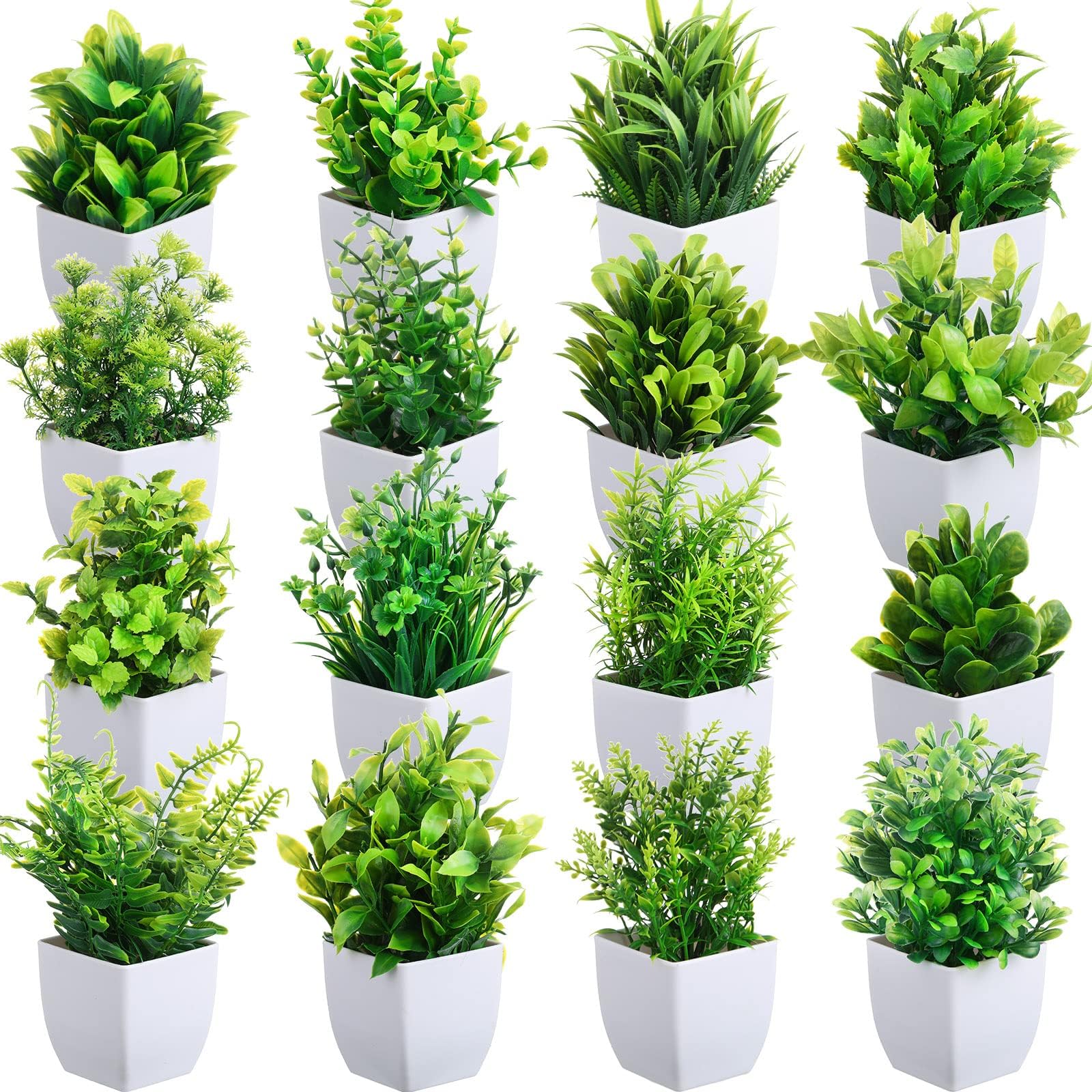 Amazon.com: Lemonfilter 4 Pack Mini Potted Fake Plants-Small Eucalyptus ...