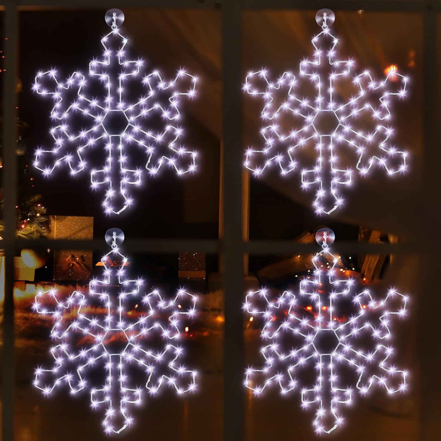 Amazon.com: Hiboom Christmas Window Silhouette Lights, LEDs White ...