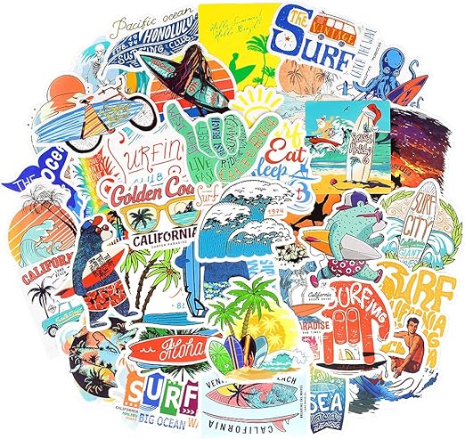 Amazon.com: Surf Stickers for Teens Girls Boys Surfing Laptop Stickers ...