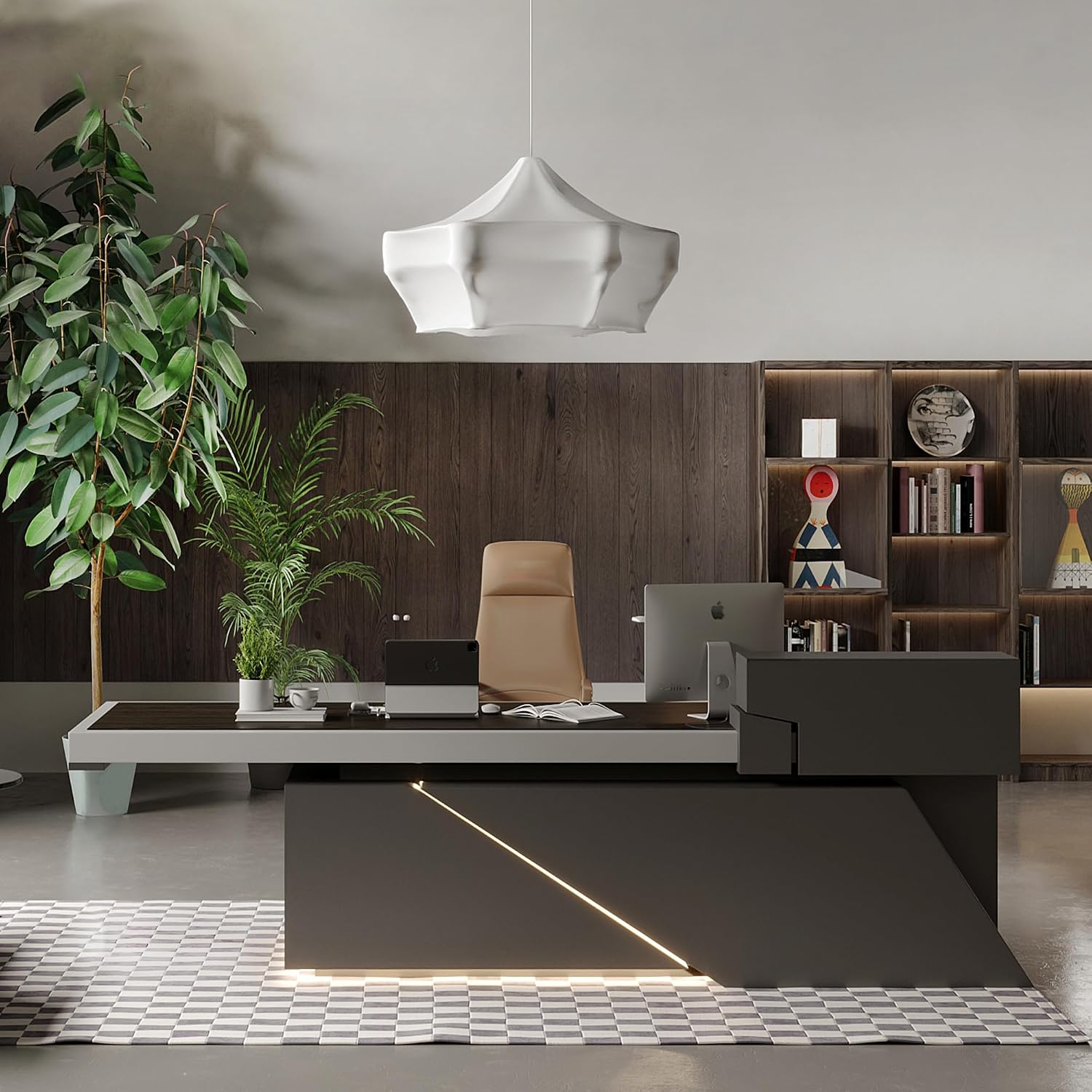 Amazon.com: ONNAHOMEStlyle 78" L Shaped Executive Desk with Drawers ...