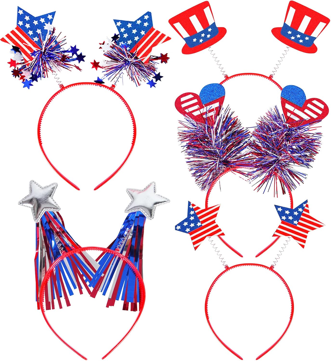 Amazon.com: Unves 4th of July Headbands, 5 Pcs Patriotic Decorations ...