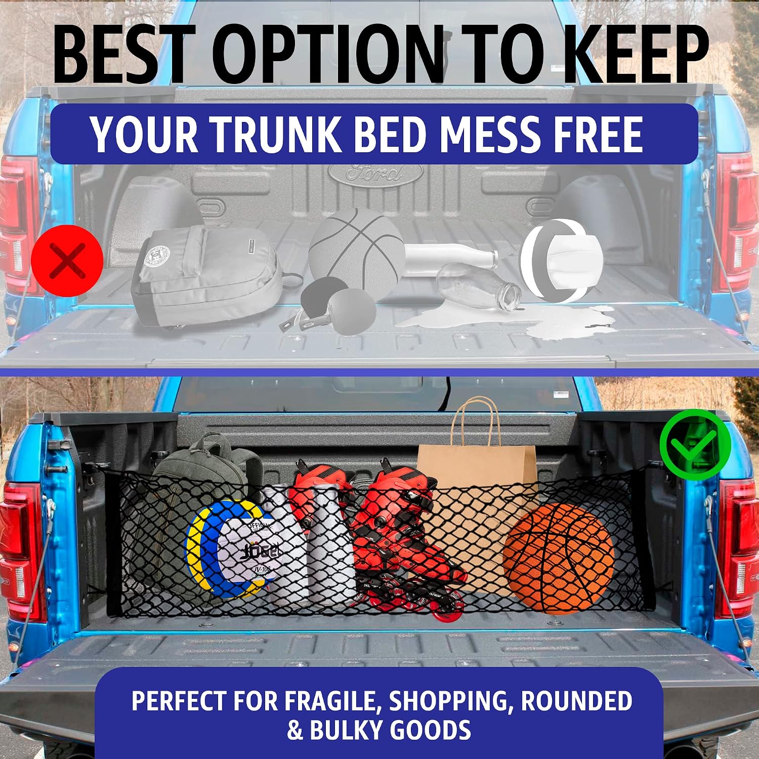 Buy Truck Bed Envelope Style Mesh Cargo Net for Ford F 150 2015-2022 ...