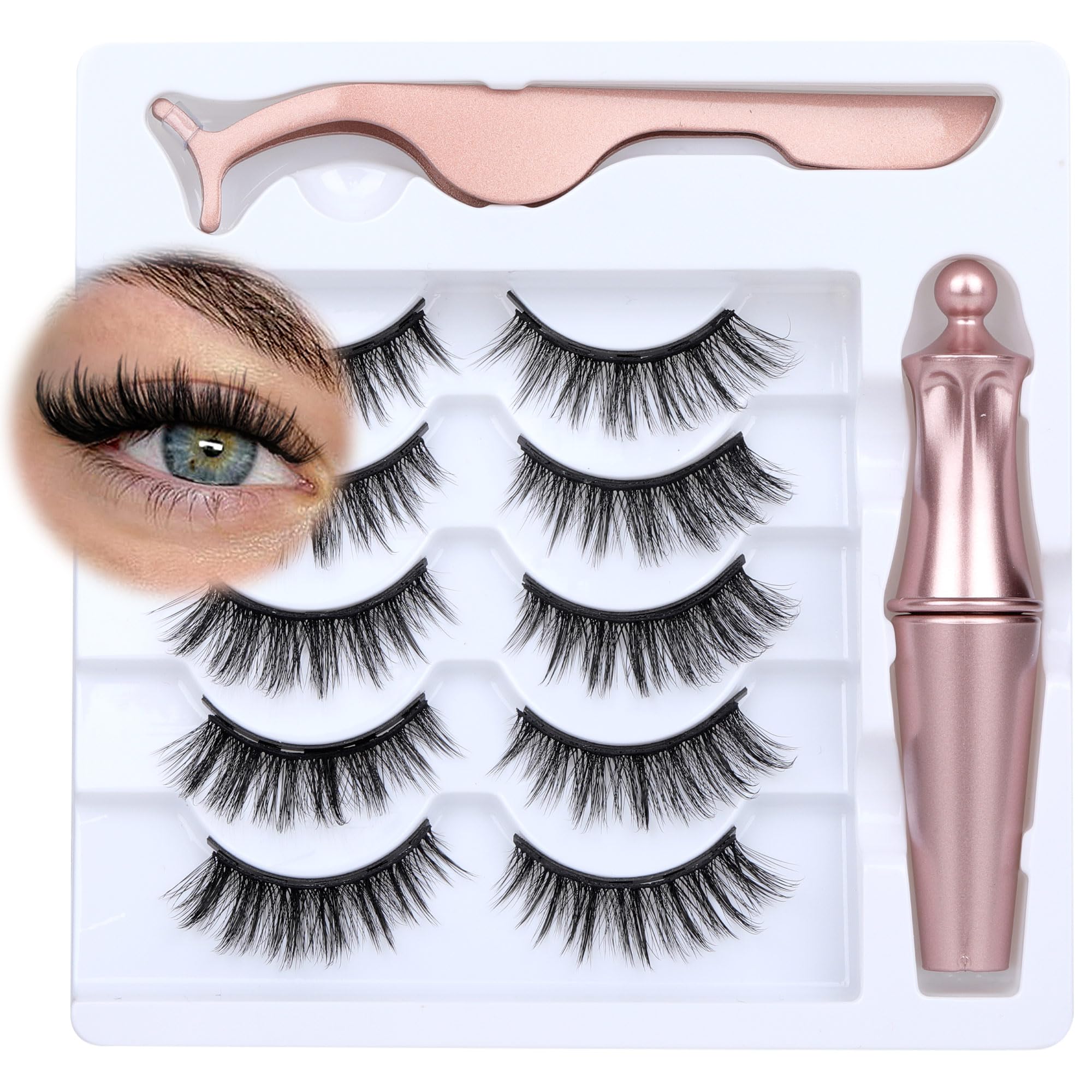 Amazon.com: Newcally Magnetic Eyelashes with Eyeliner Kit Reusable ...